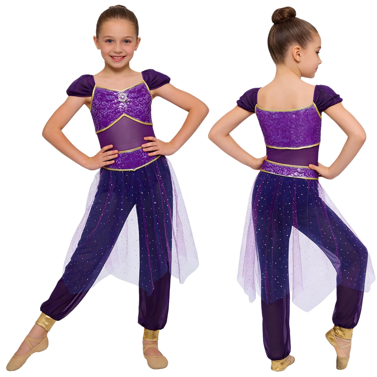 Aislor Arabian Princess Jumpsuit for Girls Gymnastics Performance Belly ...