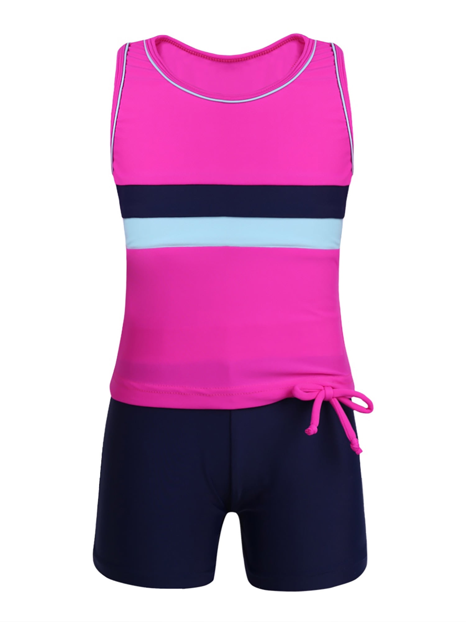 Aislor Big Girls' Summer Two-Pieces Tankini Swimwear Rack Back Top with ...