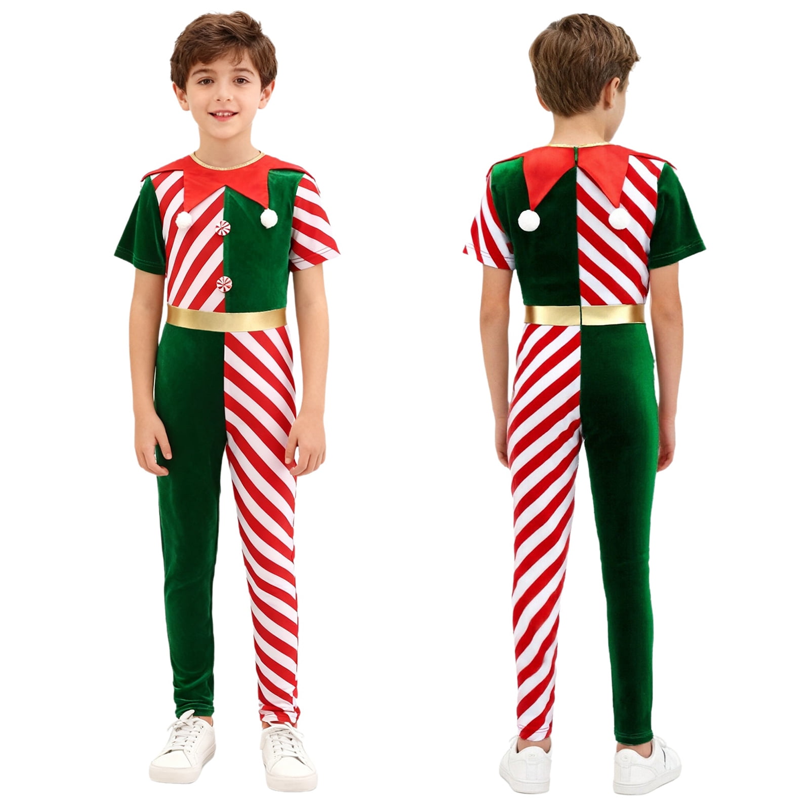 Aislor Boys Christmas Santa One Piece Jumpsuits Elf Overall Unitard ...