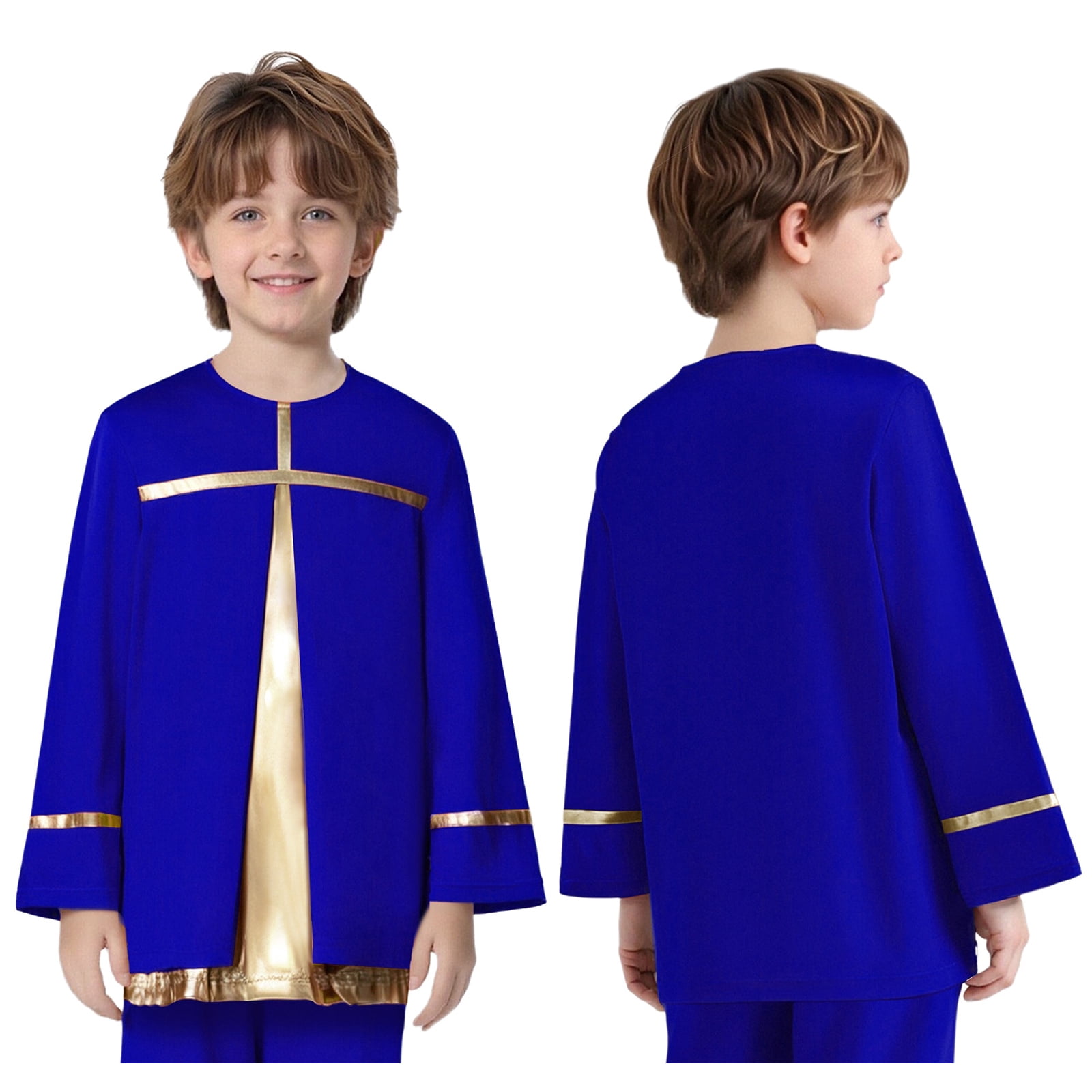 Aislor Boys Liturgical Praise Dance Pullover Top Choir Gowns Metallic ...