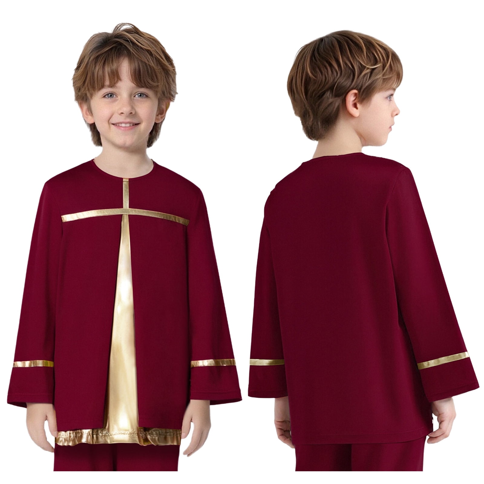 Aislor Boys Liturgical Praise Dance Pullover Top Choir Gowns Metallic ...