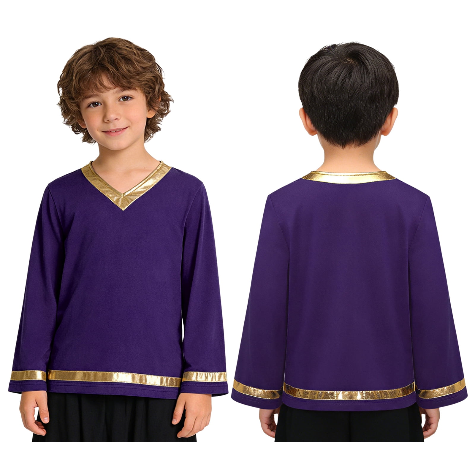 Aislor Boys Praise Dance Pullover Top Long Sleeve Metallic Church ...