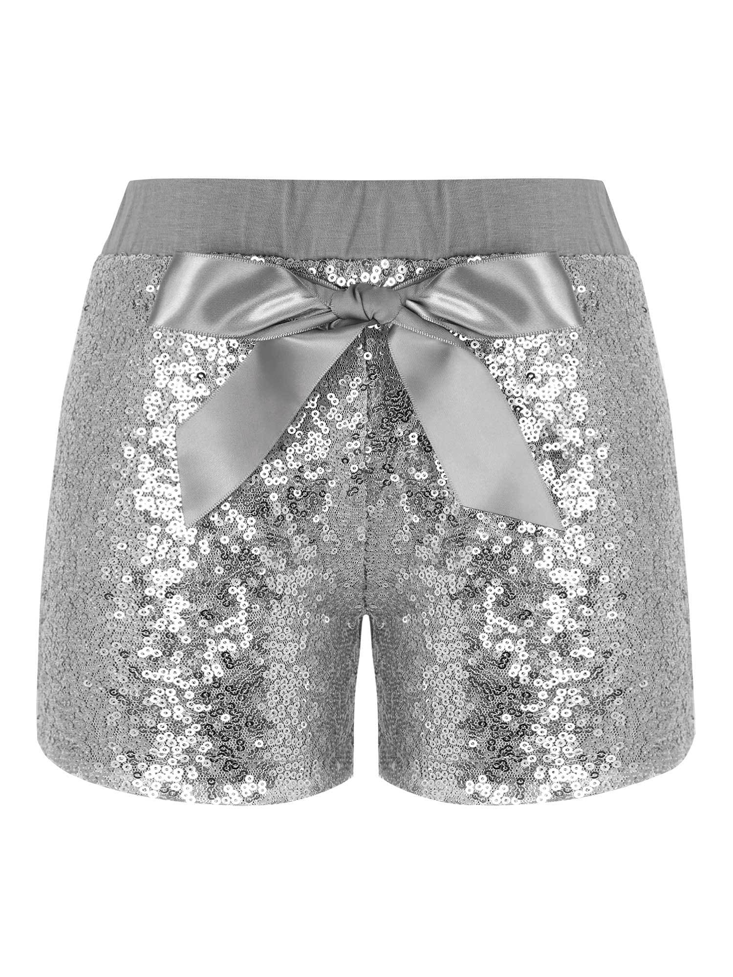 Aislor Girl's Boy's Athletic Dance Shorts Pull On Shiny Sequin Shorts ...