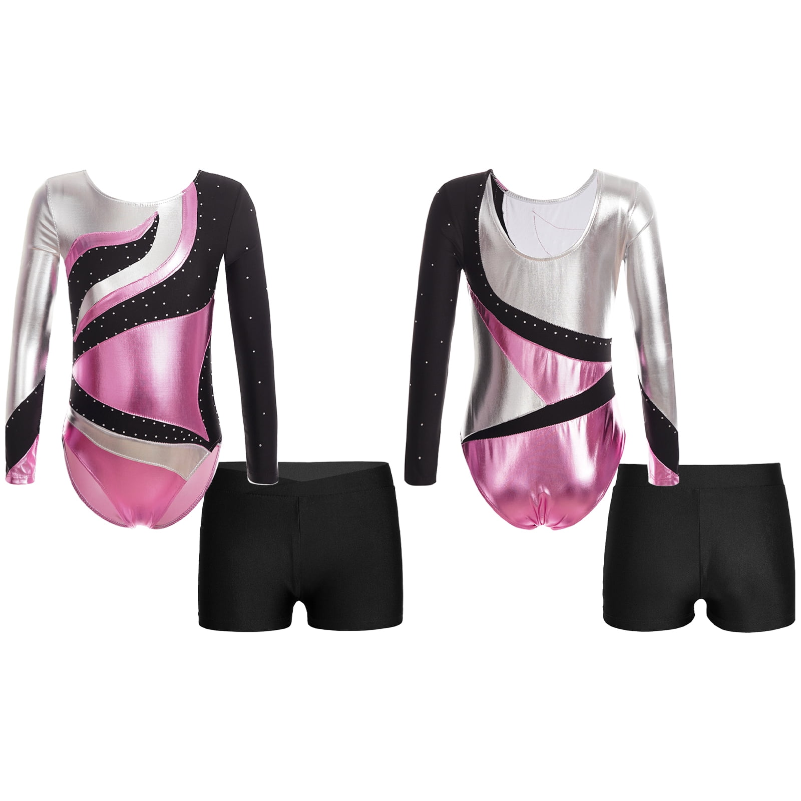 Aislor Girls 2 Pieces Long Sleeve Gymnastics Leotard Unitard Bodysuit ...