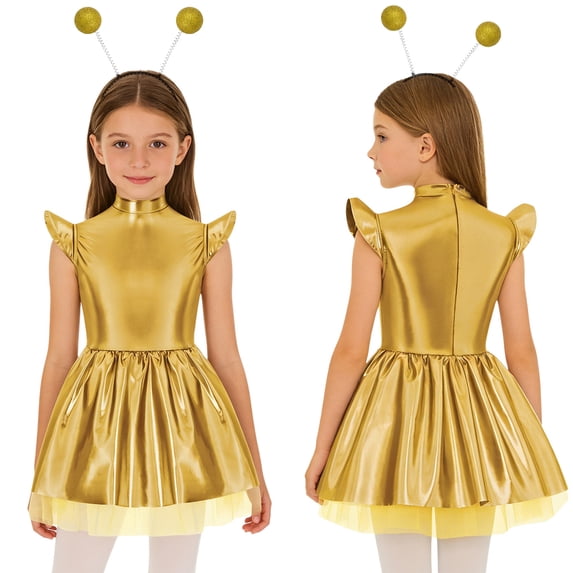 Aislor Girls 2Pcs Alien Dress Up Iridescent Glossy Flying Sleeve ...