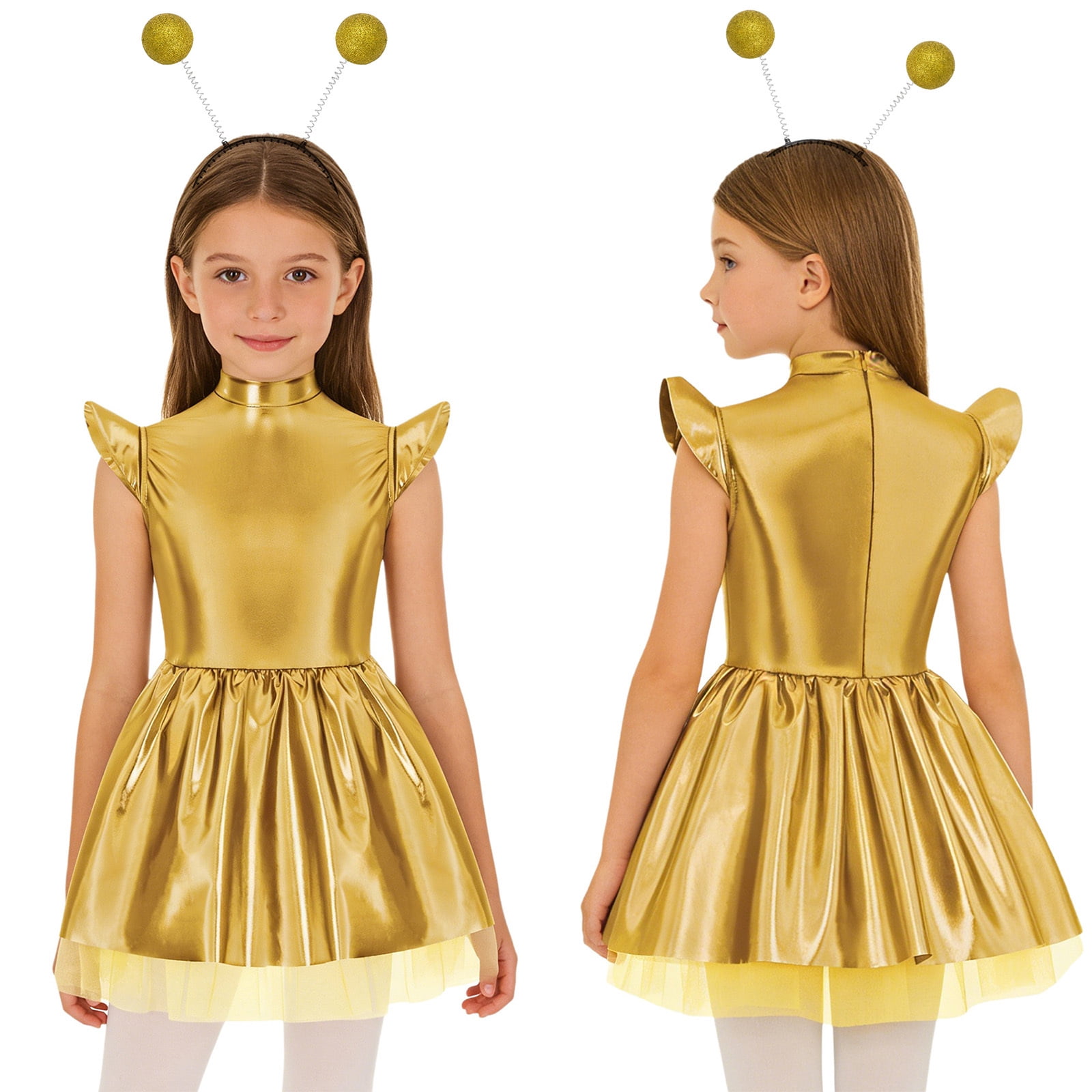 Aislor Girls 2Pcs Alien Dress Up Iridescent Glossy Flying Sleeve ...