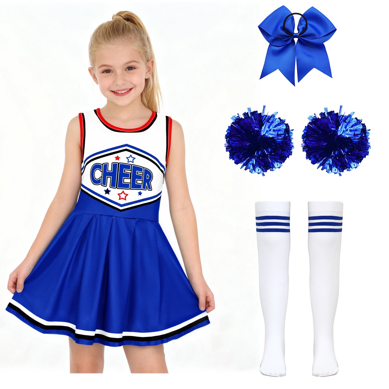Aislor Girls 4 Pieces Cheer Uniform Cheer Leader Outfit Halloween ...