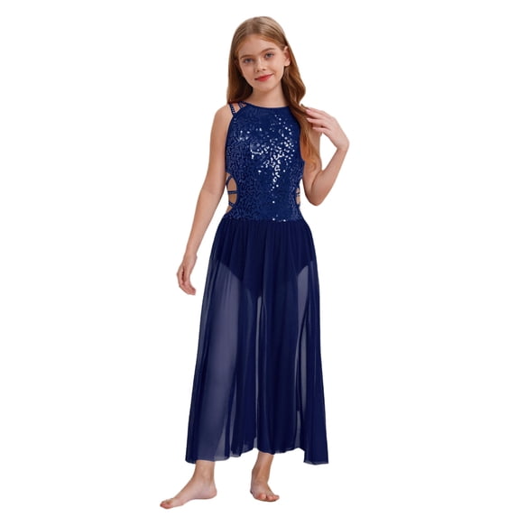 Aislor Girls' Asymmetrical Tutu Skirted Leotard Sequined Ballroom ...
