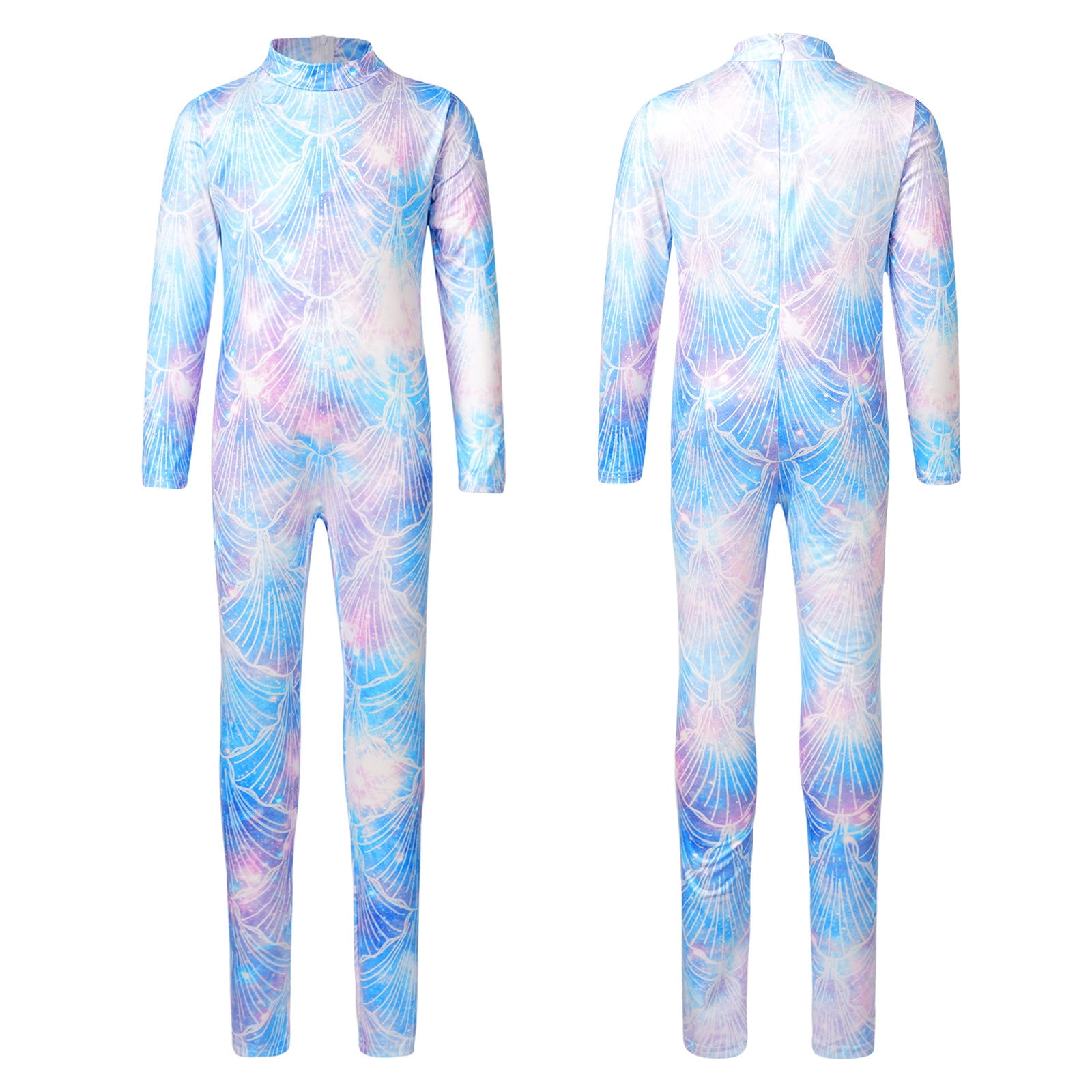 Aislor Girls Back Zipper Mermaid Bodysuit Full Body Gymnastics Unitard ...