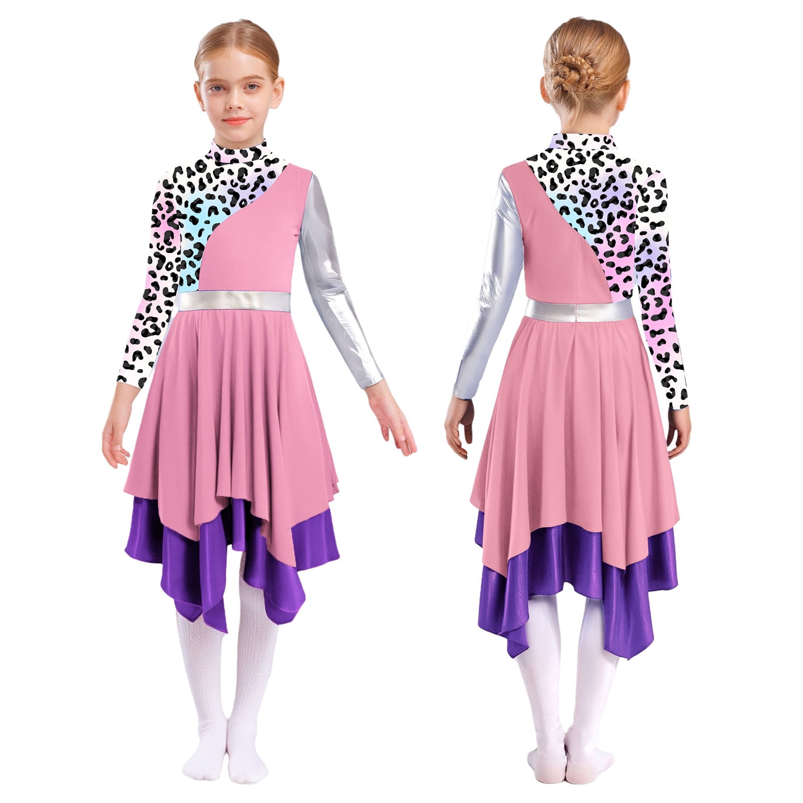 Aislor Girls Camouflage Print Color Block Liturgical Praise Dance Dress ...