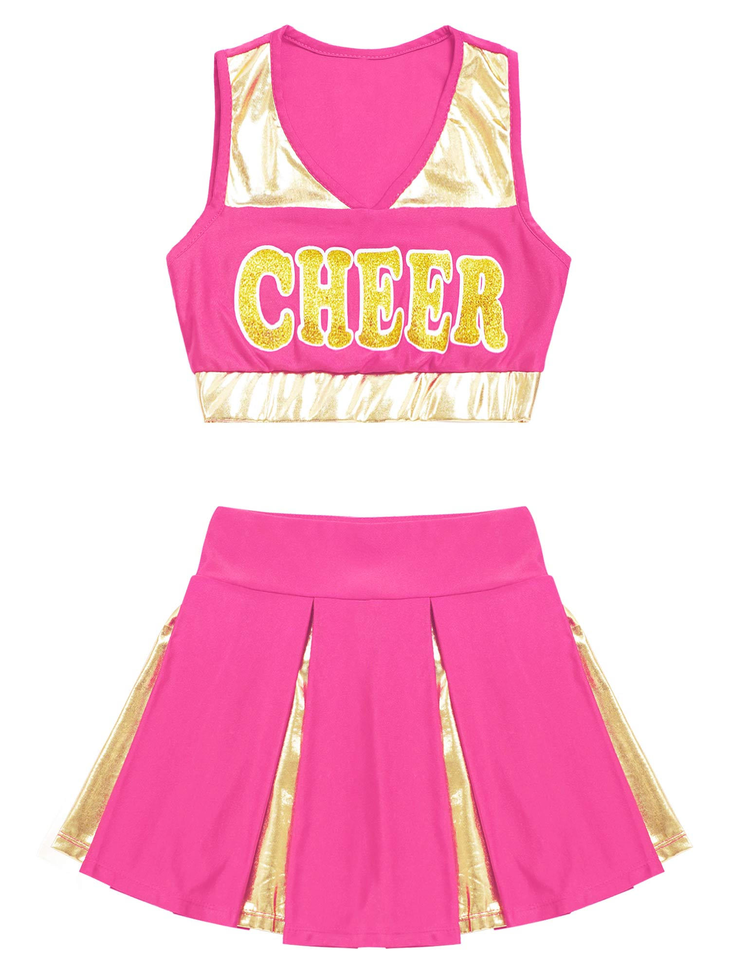 iixpin Girls Cheerleading Costume for Schoolgirls Cheer Leader Uniform ...