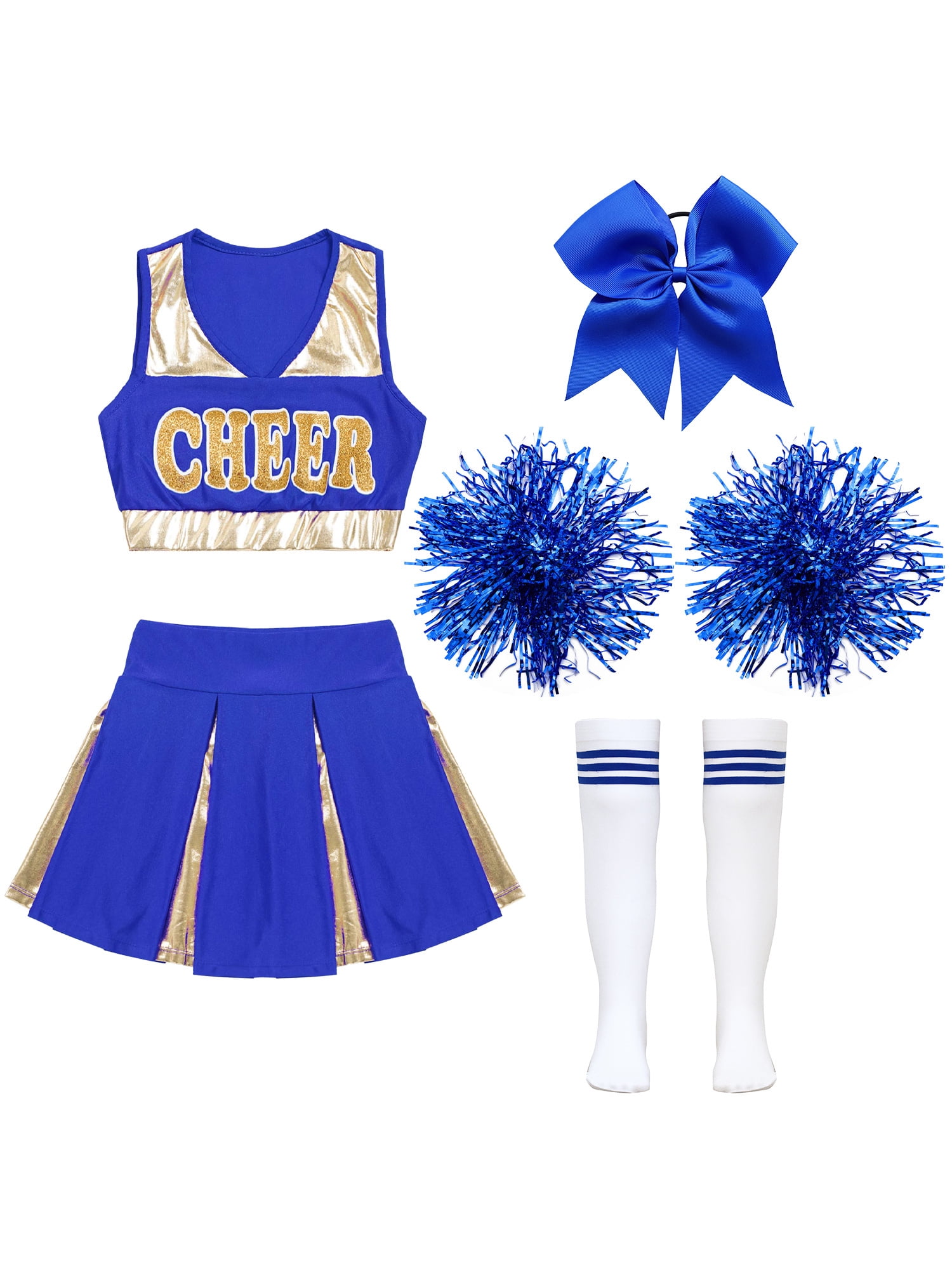 Aislor Girls Cheer Leader Uniform Cheerleading Outfit Crop Top Pleated ...