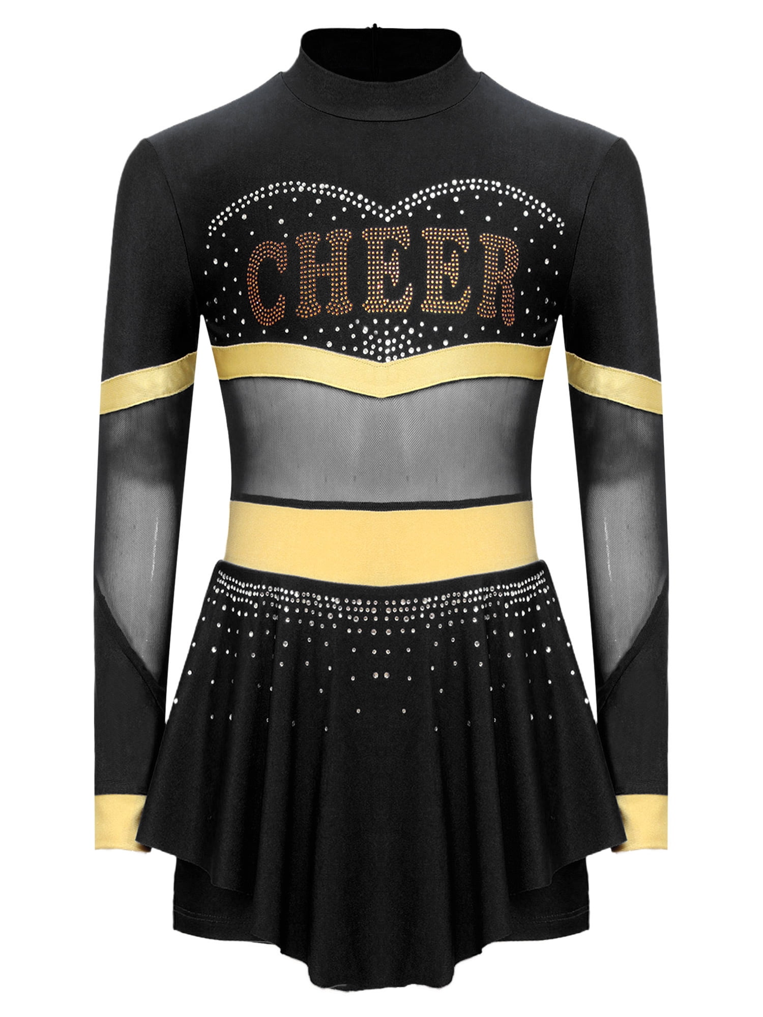 Aislor Girls Cheerleading Uniform Long Sleeve Dance Leotards Dress ...
