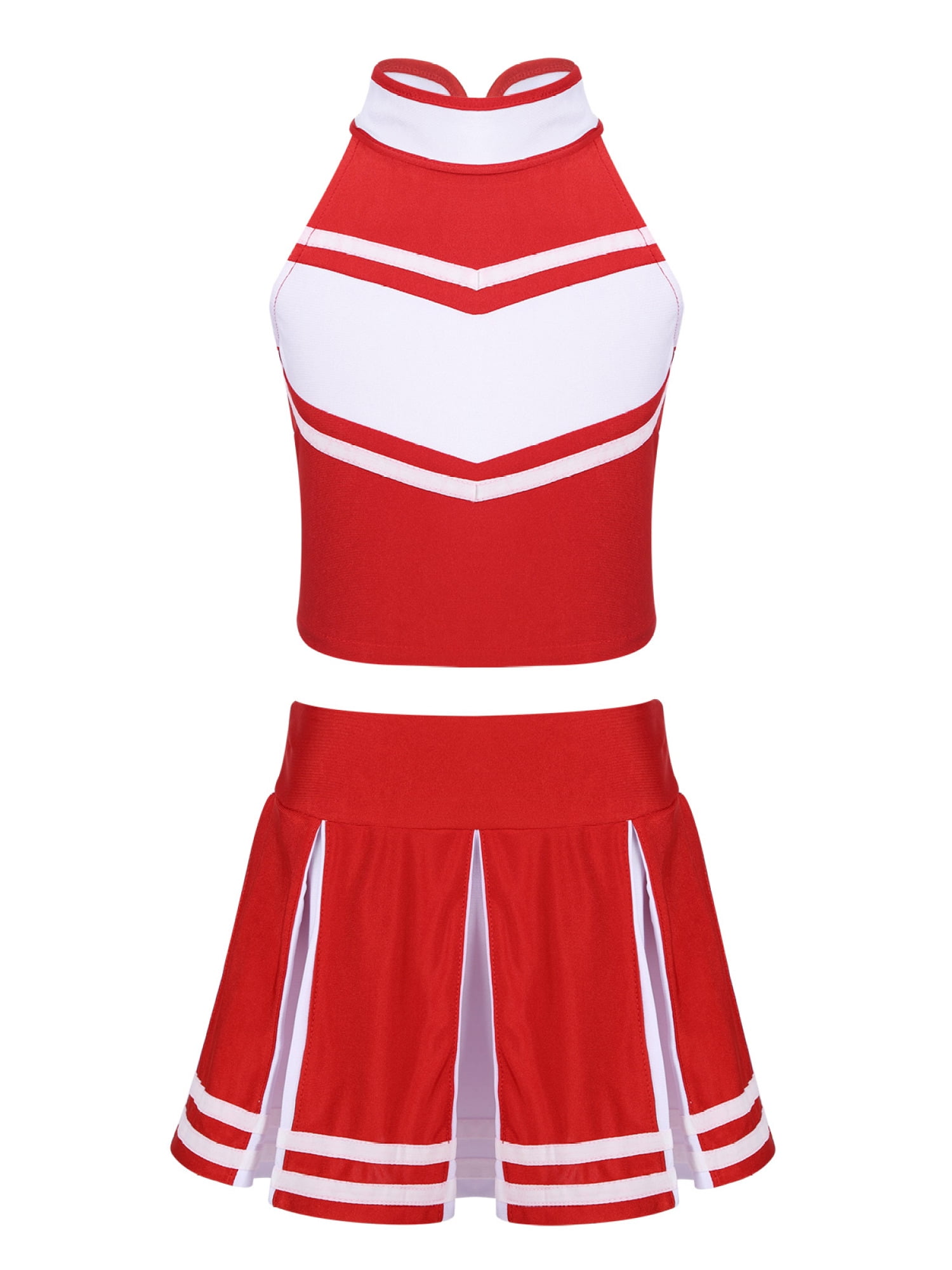 Aislor Girls Cheerleading Uniform Stage Suit Sleeveless Crop Top with ...