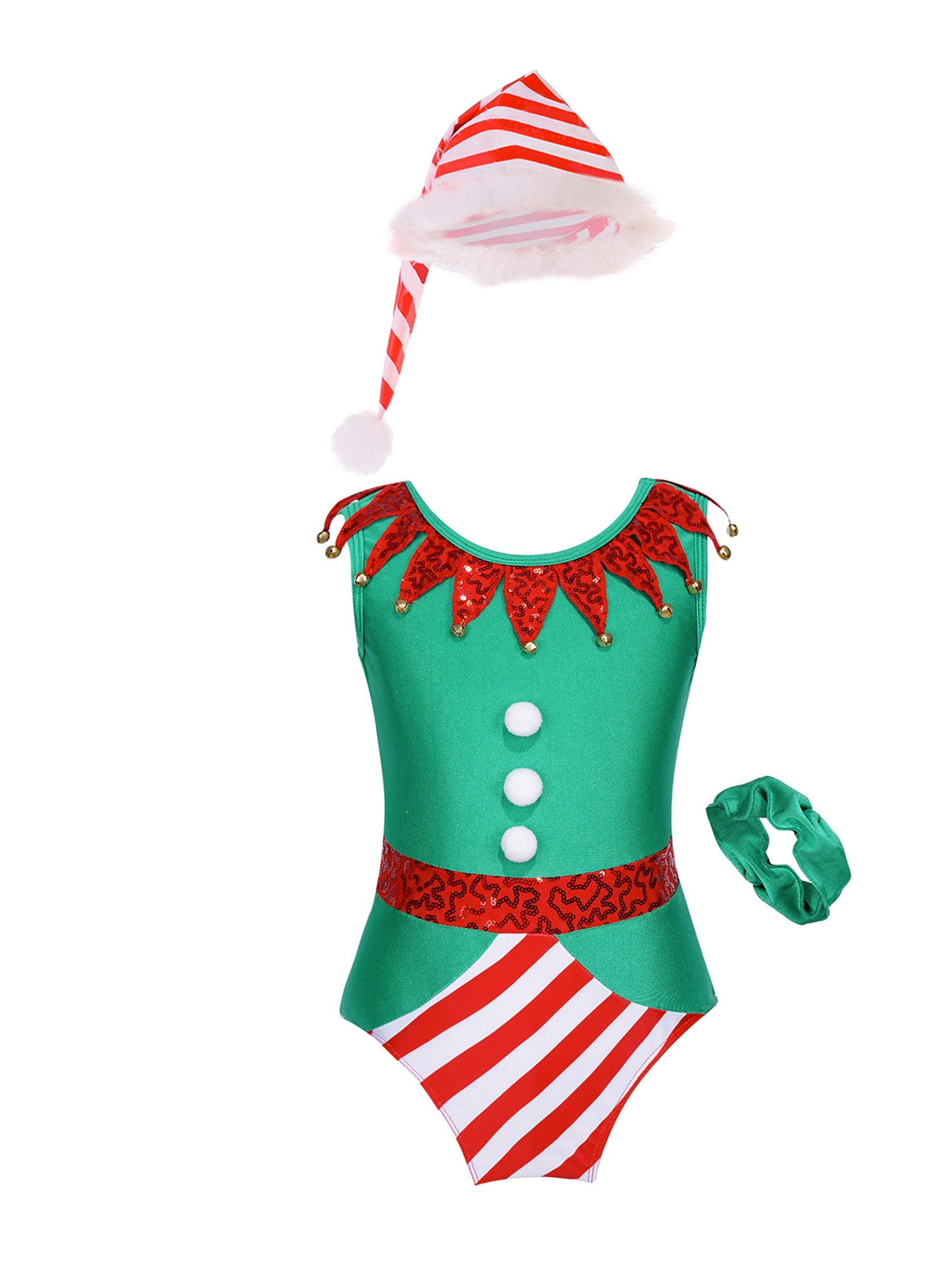 Aislor Girls Christmas Elf Dance Costume Gymnastics Leotard with ...