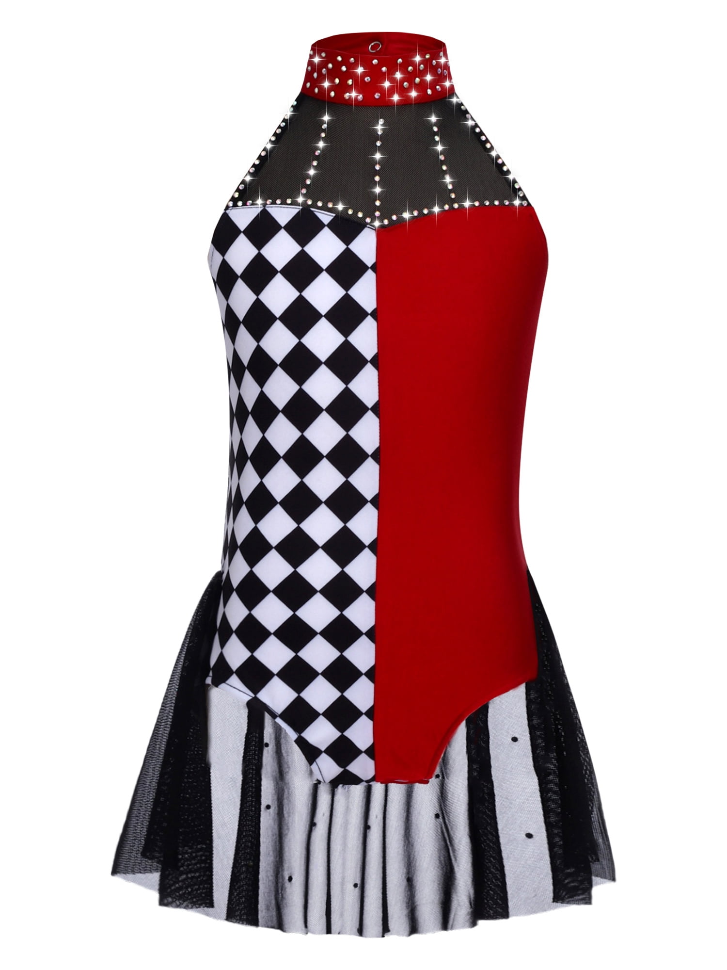 Aislor Girls Circus Clown Jumpsuit Halter Neck Sparkle Ballet Leotard ...