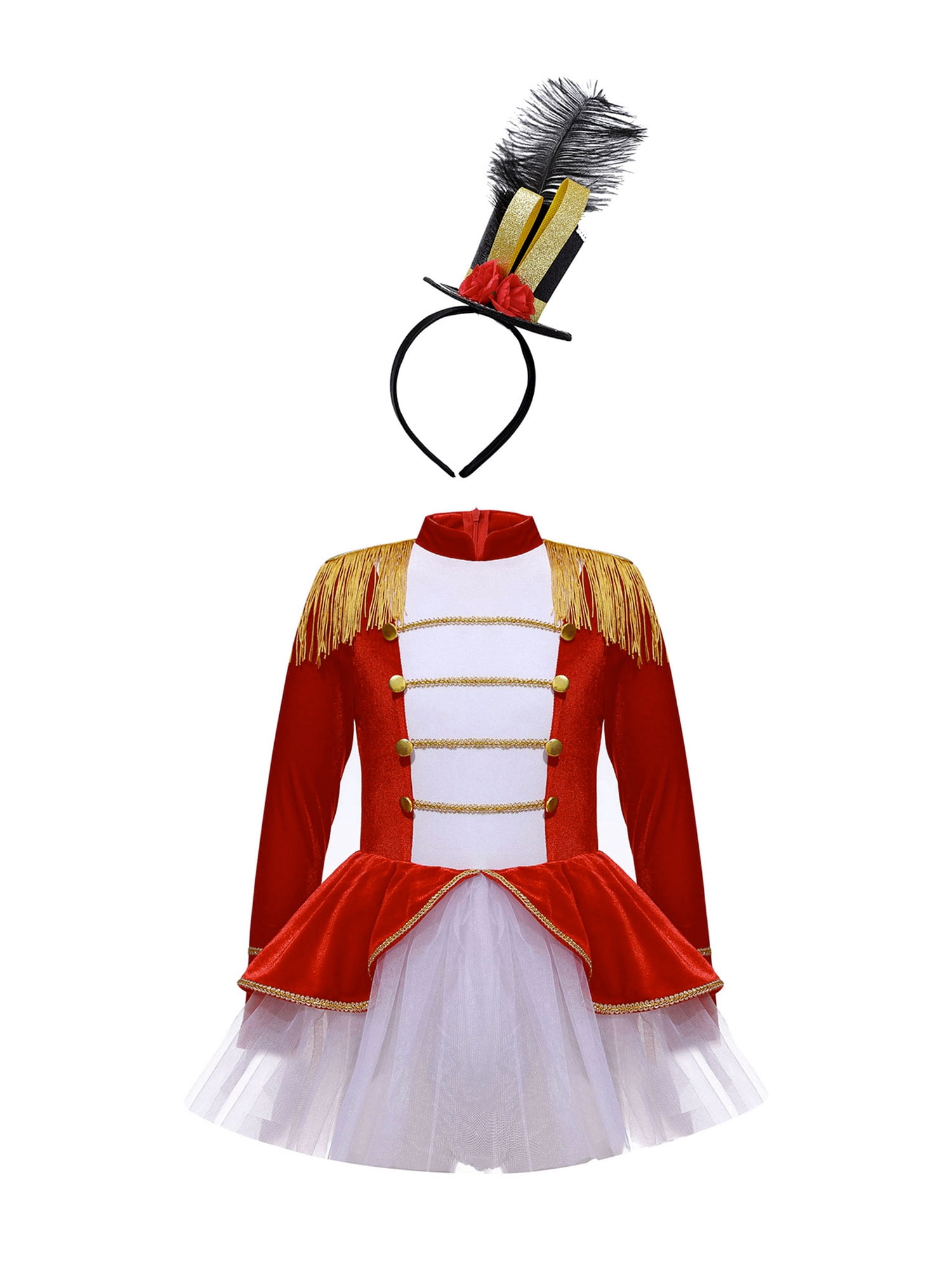 Aislor Girls Circus Ringmaster Costume Long Sleeve Dress with Headband ...