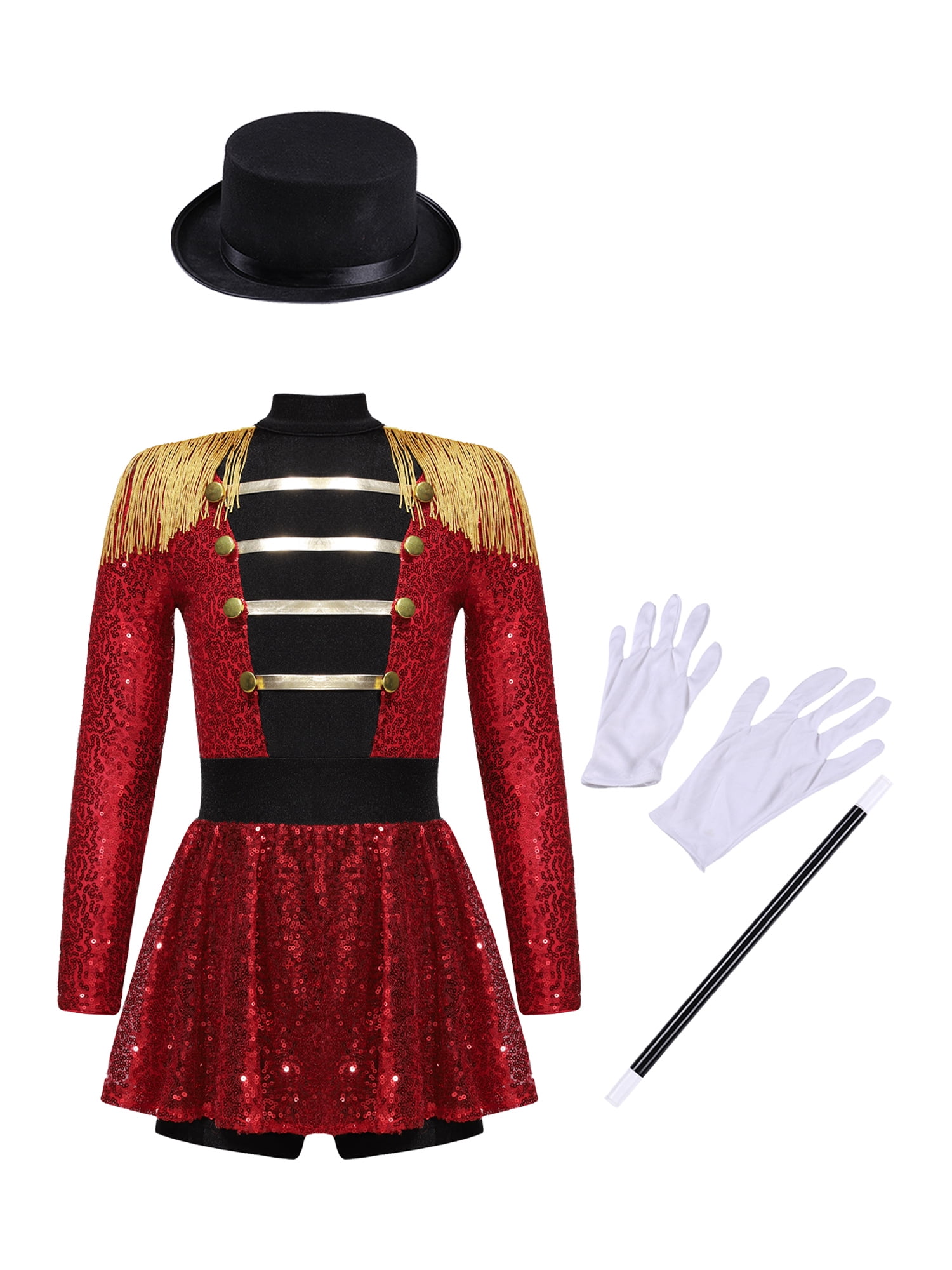 Aislor Girls Circus Ringmaster Jumpsuit Shiny Sequins Performance ...