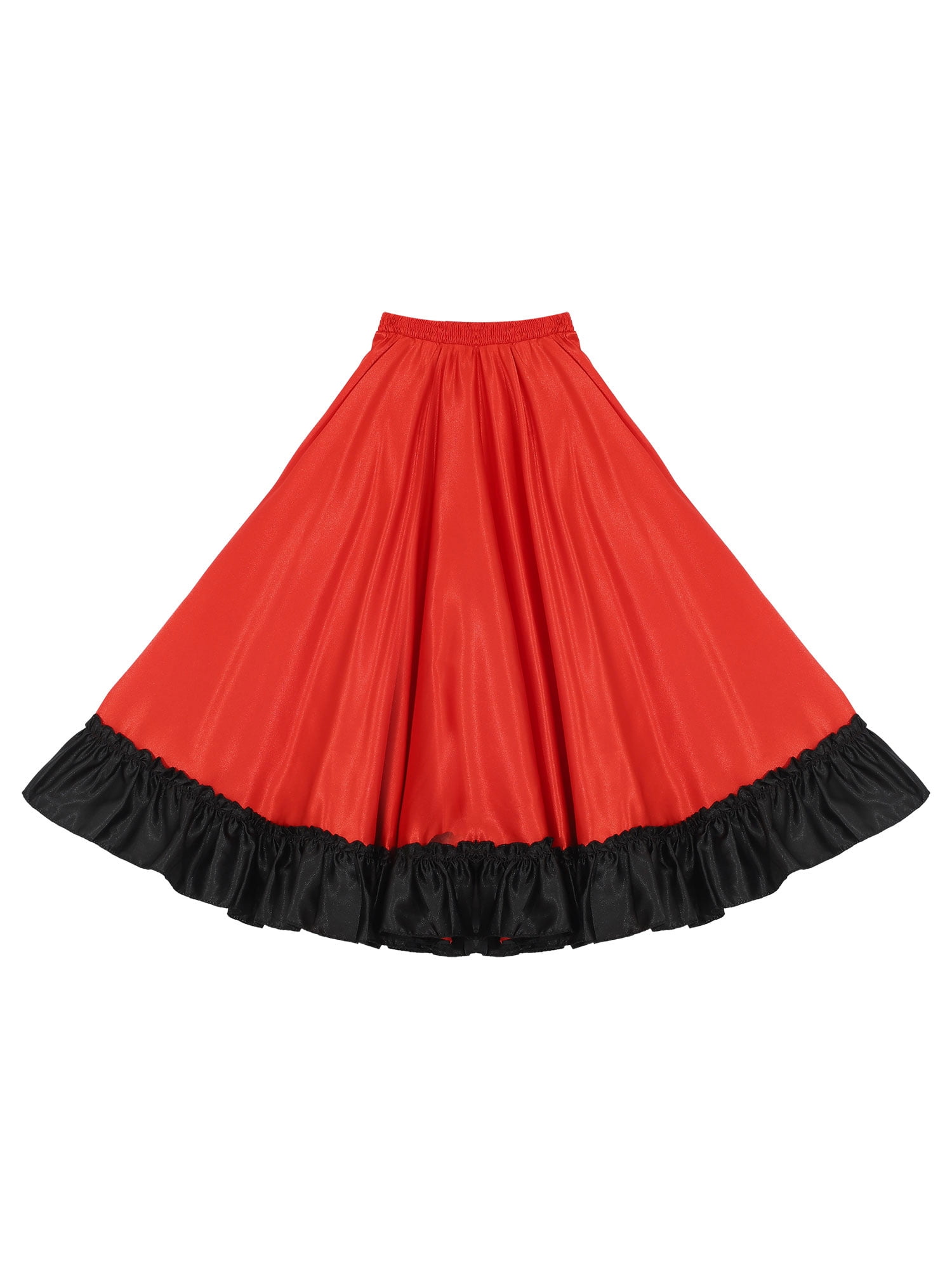 Aislor Girls Full Circle Spanish Bull Dance Skirt Big Swing Flamenco ...