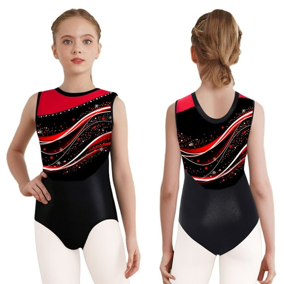 Aislor Girls Gymnastics Leotards Sparkly Sleeveless Unitard Biketard ...