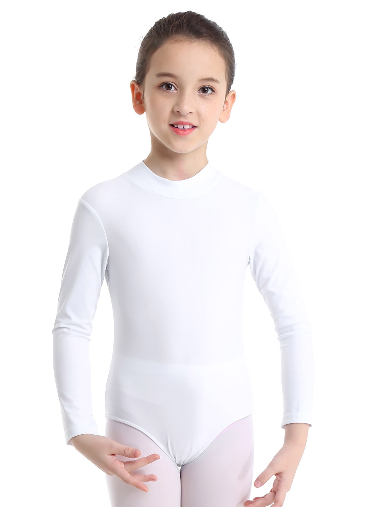 Aislor Girls High Mock Neck Long Sleeve Ballet Dance Leotard Gymnastics ...