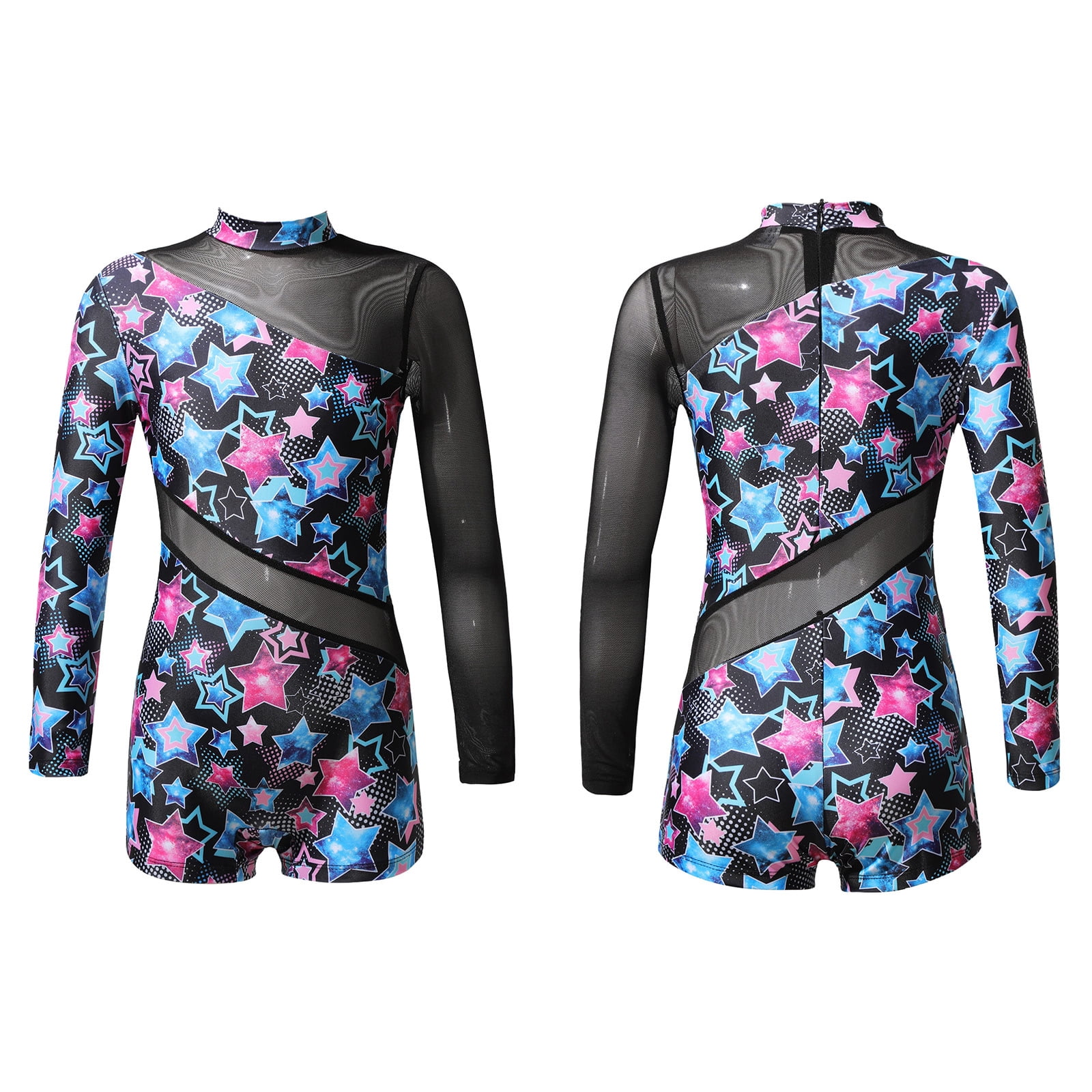Aislor Girls Kids Mesh Splice One Piece Gymnastics Jumpsuit Hippop ...