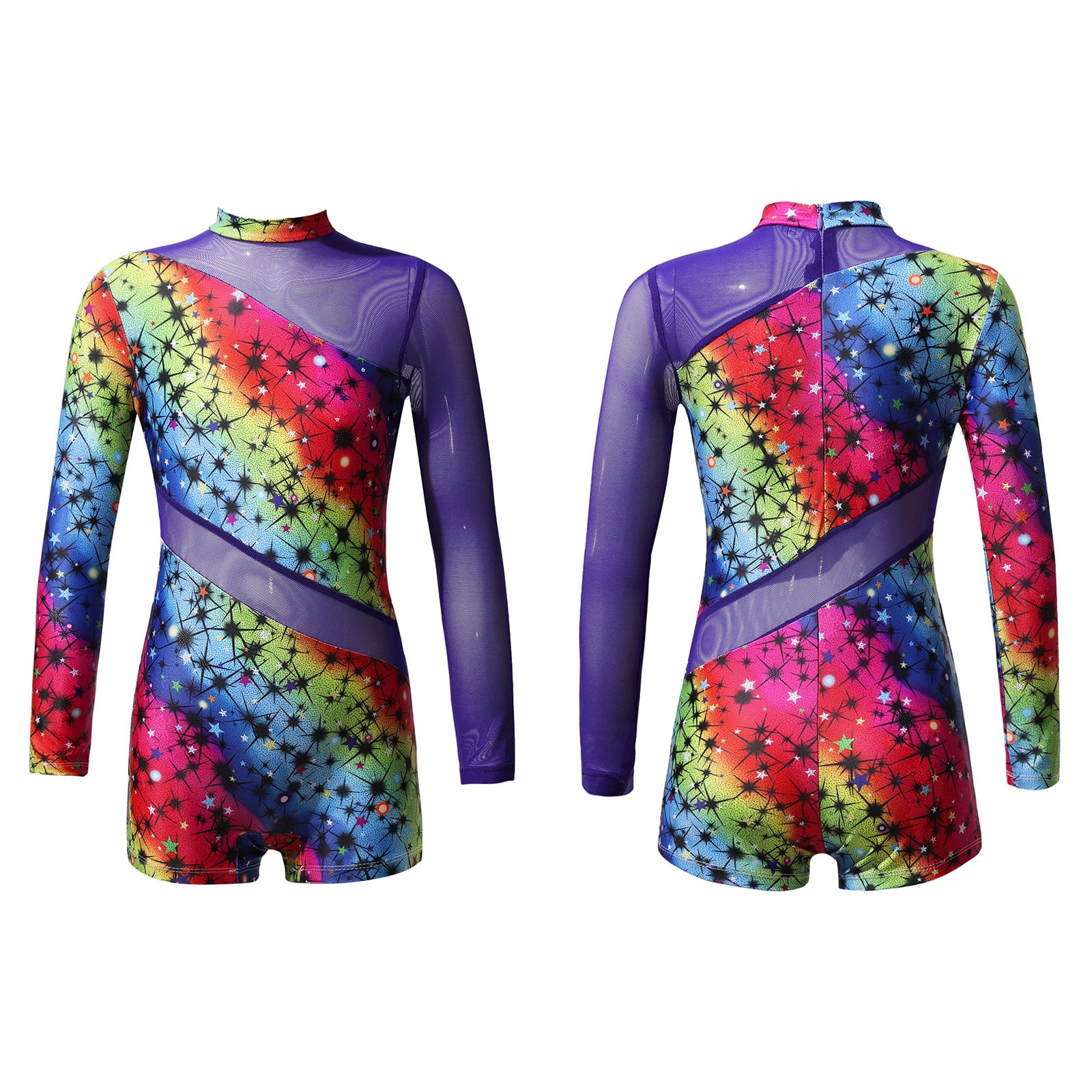Aislor Girls Kids Mesh Splice One Piece Gymnastics Jumpsuit Hippop ...
