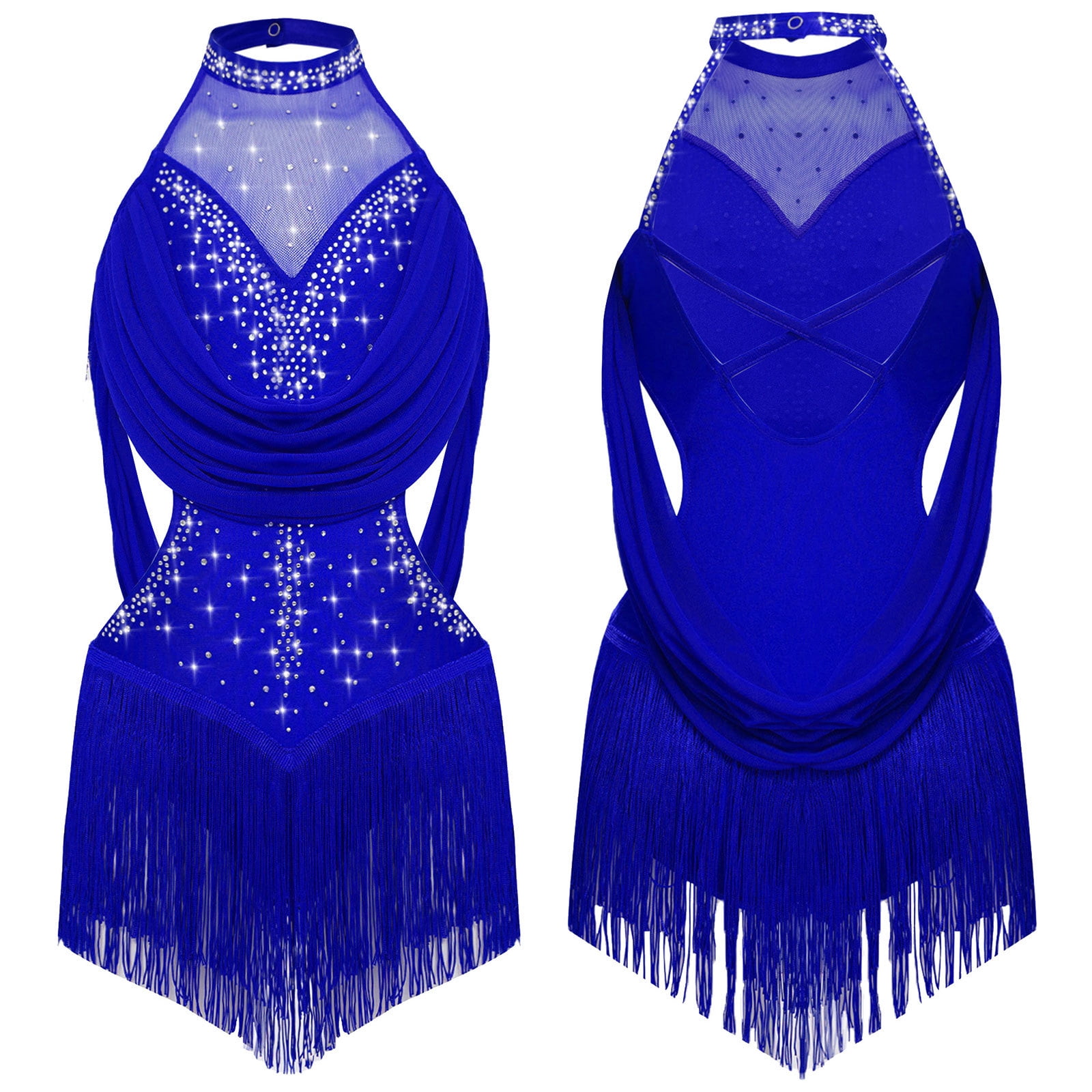 Aislor Girls Latin Rumba Samba Jazz Dance Dress Tassel Leotard ...