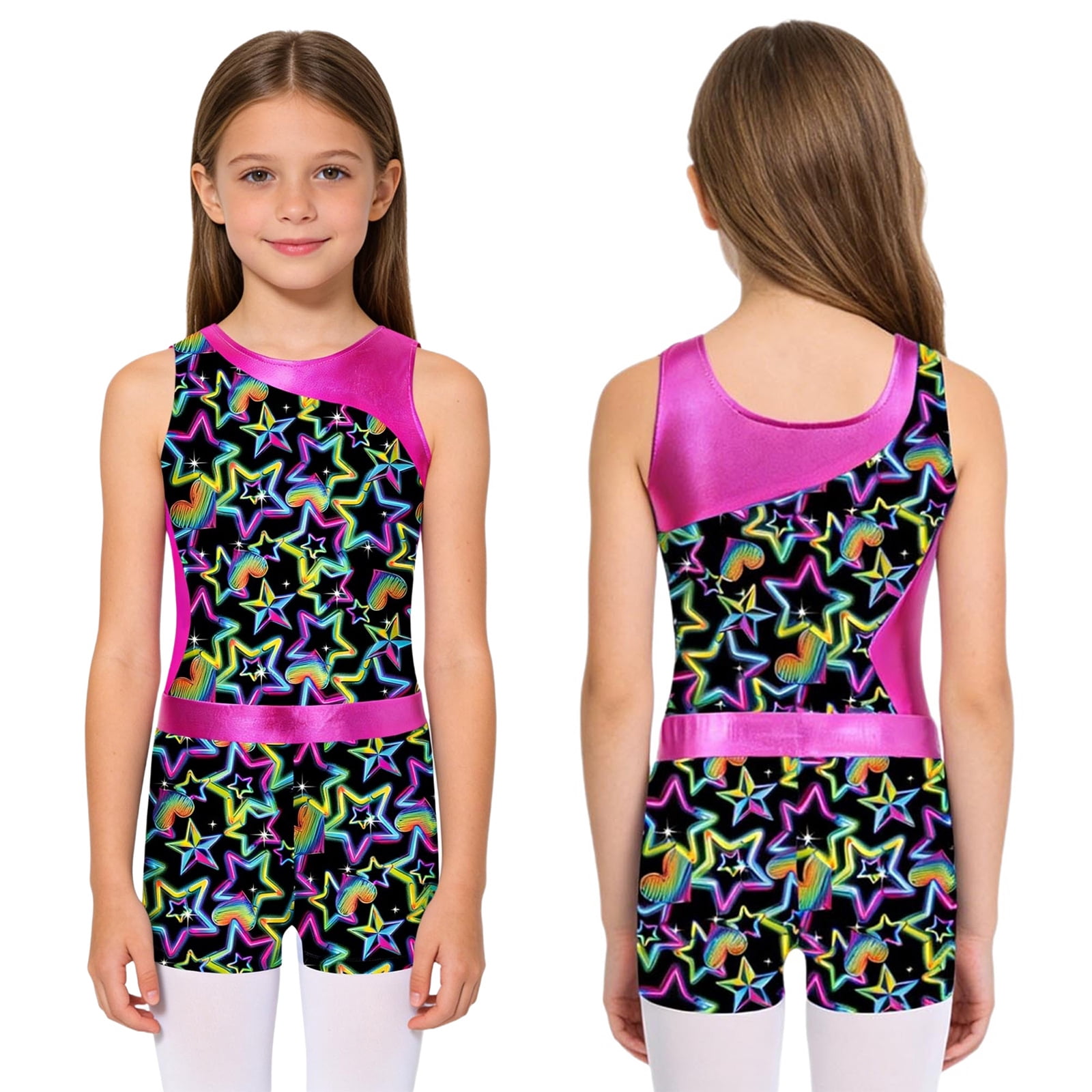 Aislor Girls Metallic Gymnastic Leotard 2 Piece Ballet Dance Bodysuit ...