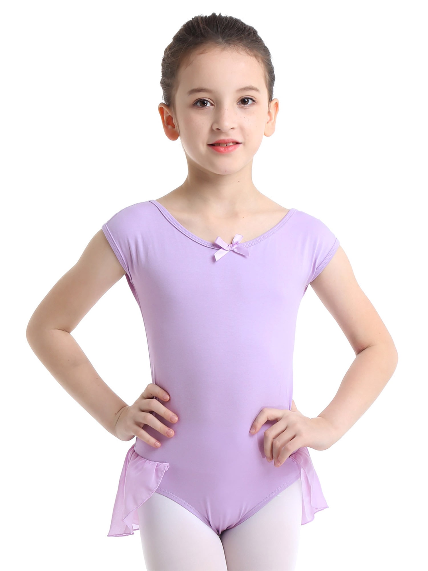 Aislor Girls One Piece Cotton Chiffon Raglan Cap Sleeves Leotard ...