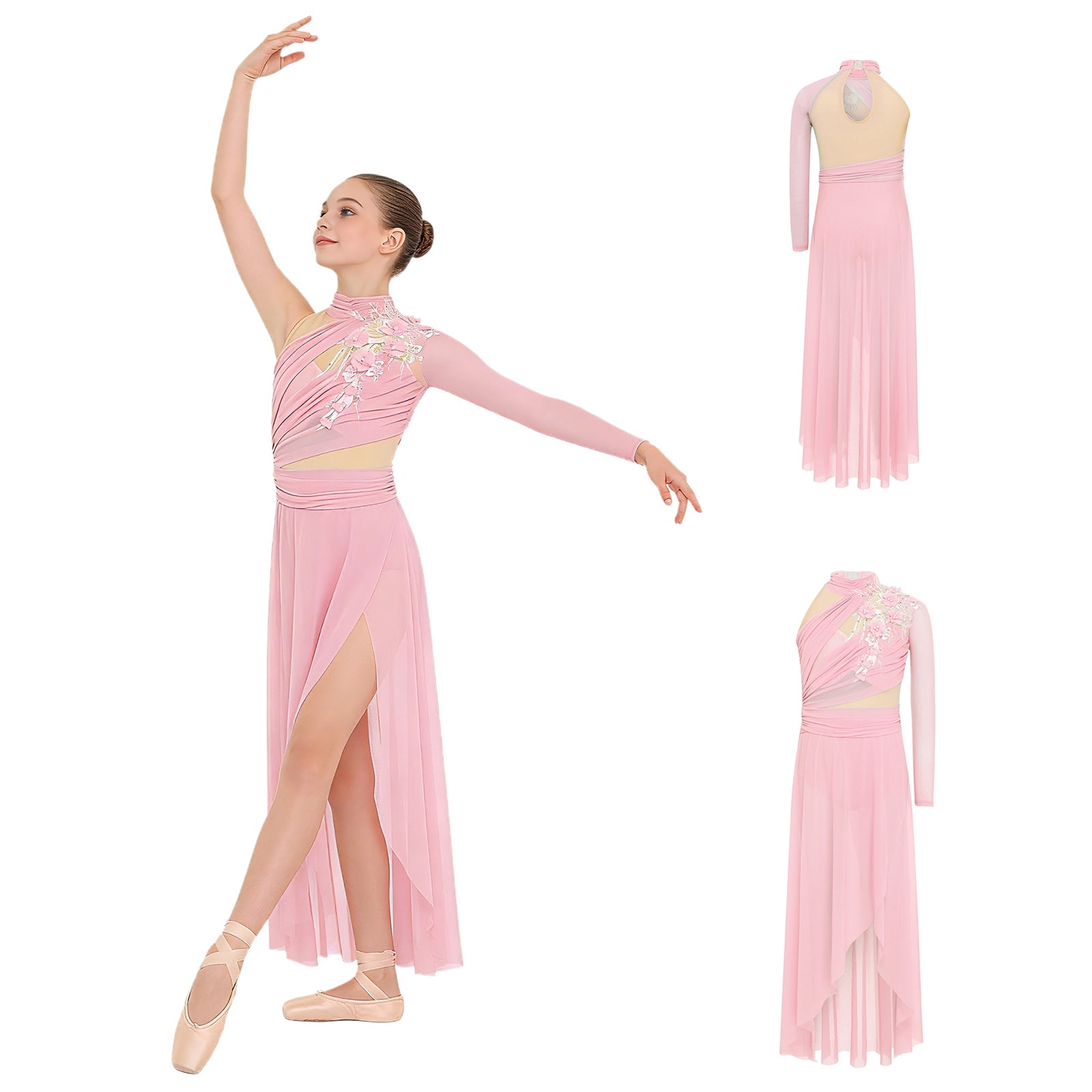 Aislor Girls One Shoulder Lyrical Dance Irregular Hem Ballet Leotard ...