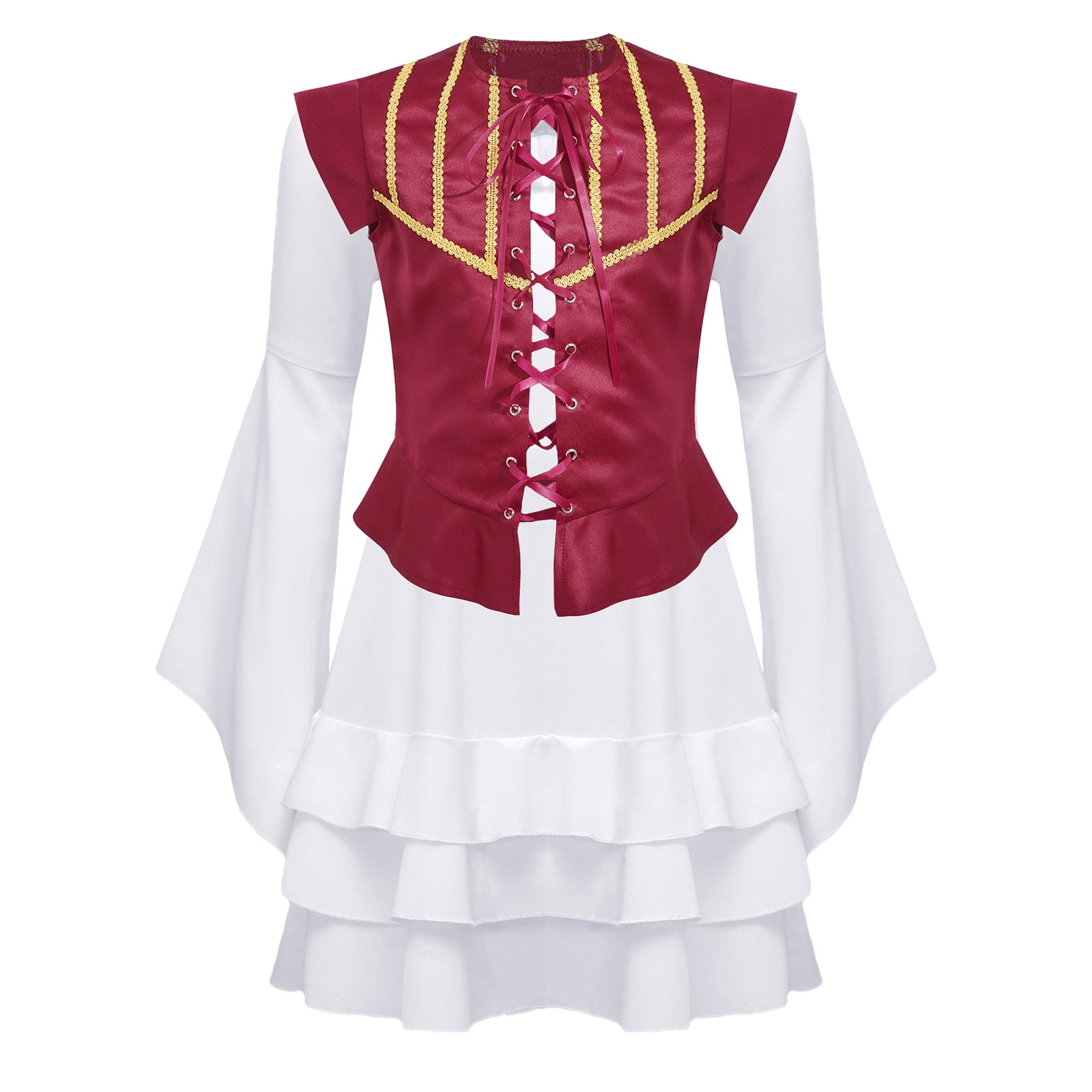 Aislor Girls Pirate Costume Halloween Rave Party Victorian Long Sleeve ...