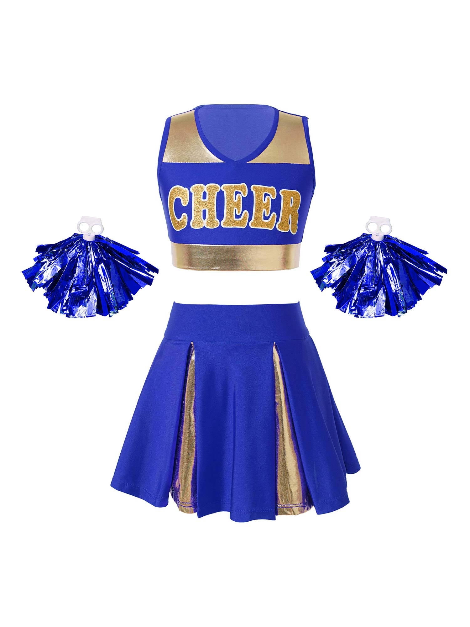 Aislor Girls Schoolgirls Cheer Leader Uniform Crop Top with Pleated ...