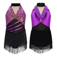 Aislor Girls Sequin Fringe Sleeveless Halter Neck Tassel Bodysuit ...