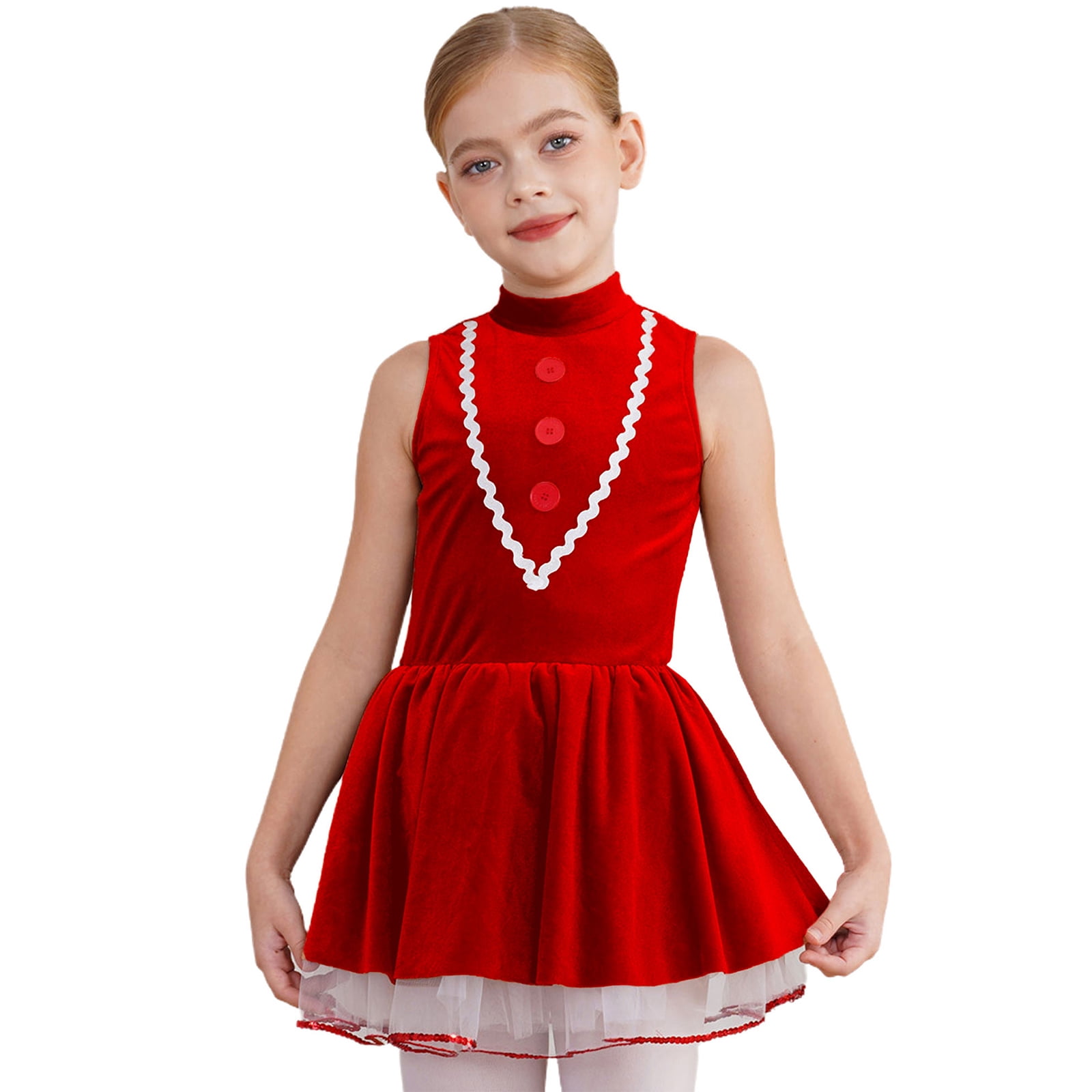 Aislor Girls Sleeveless Ballet Dance Skating Tutu Dresses Christmas ...