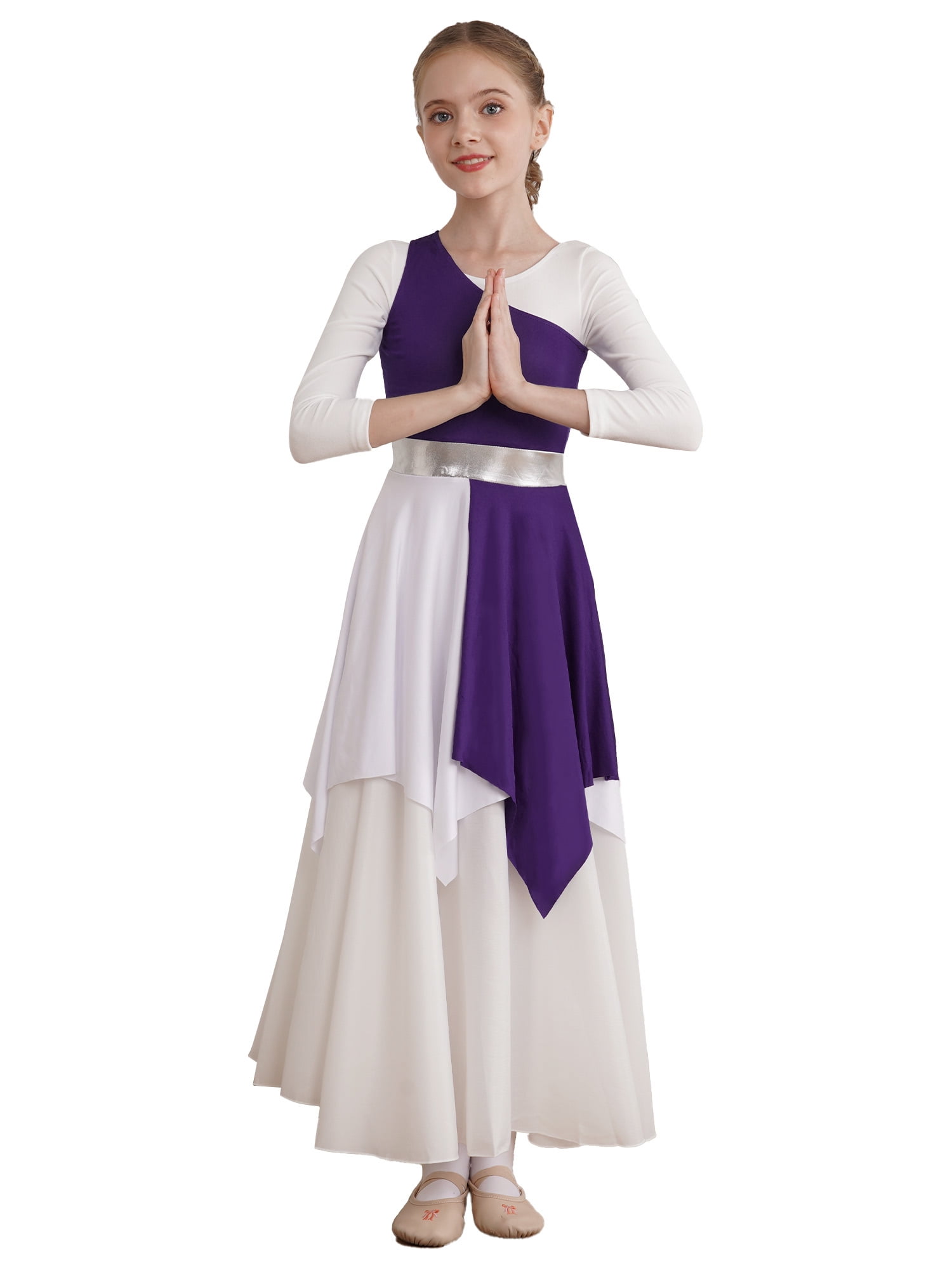 Aislor Girls Sleeveless Color Block Asymmetrical Praise Dance Tunic ...