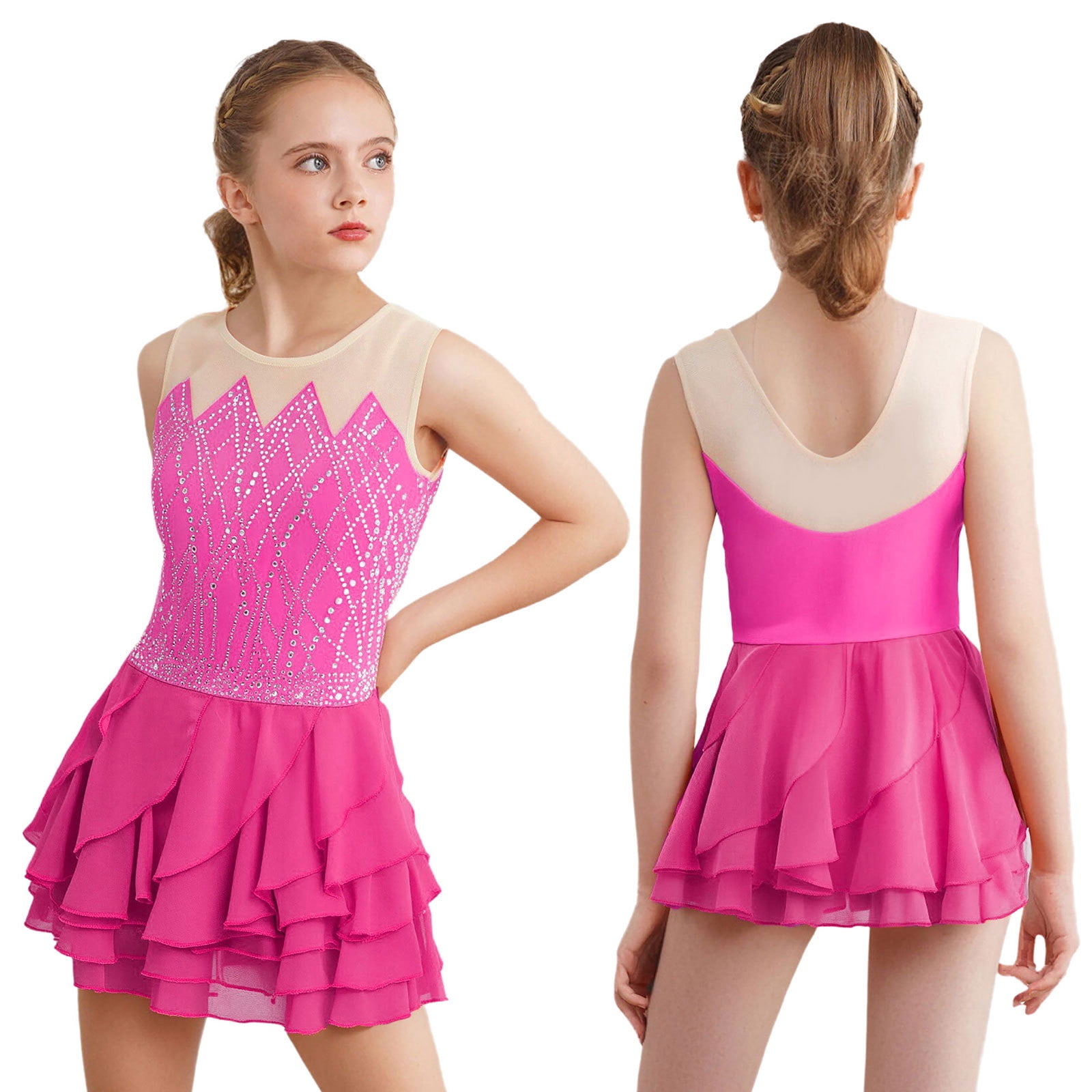Aislor Girls Sleeveless Figure Ice Skating Jazz Latin Ballet Leotard ...