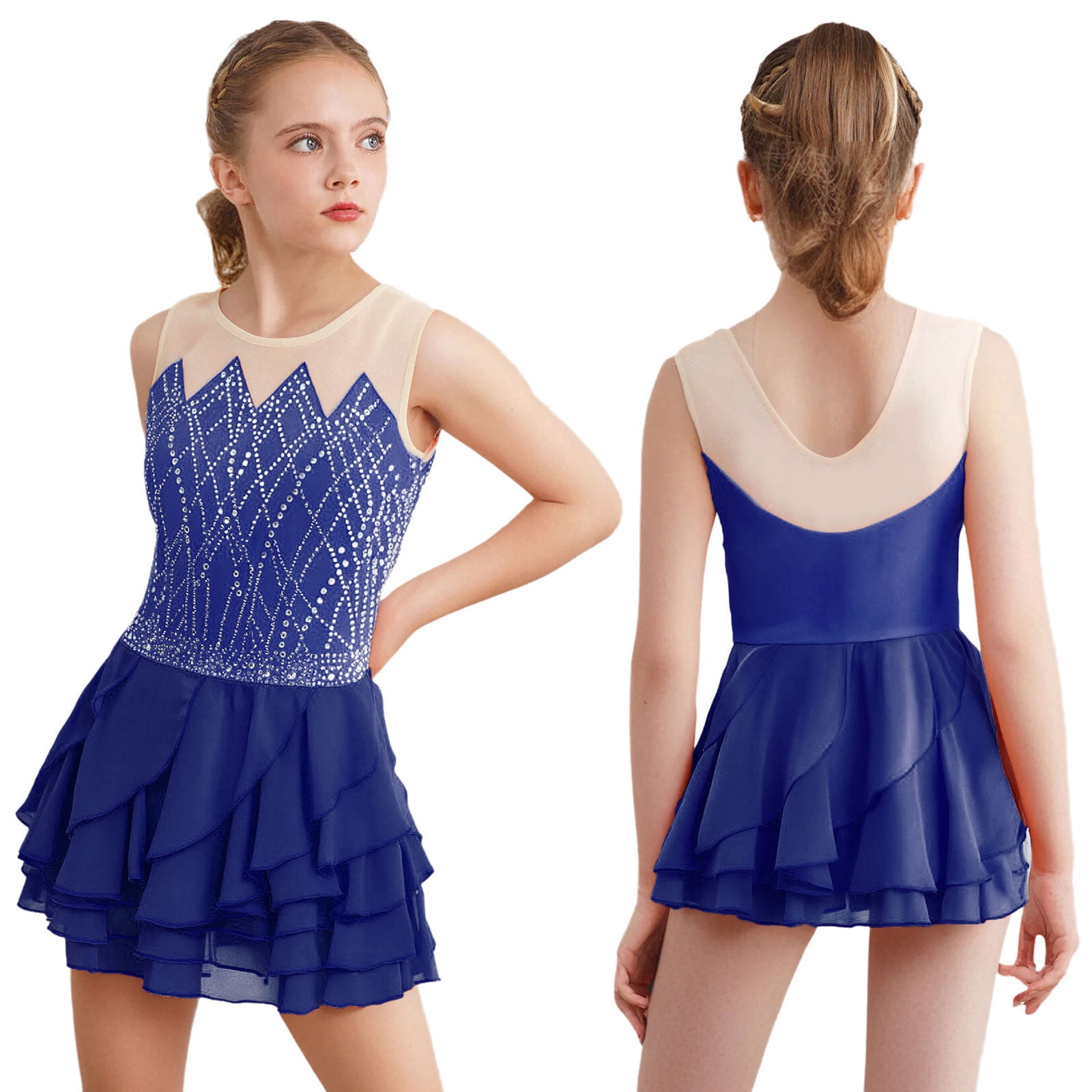 Aislor Girls Sleeveless Figure Ice Skating Jazz Latin Ballet Leotard ...
