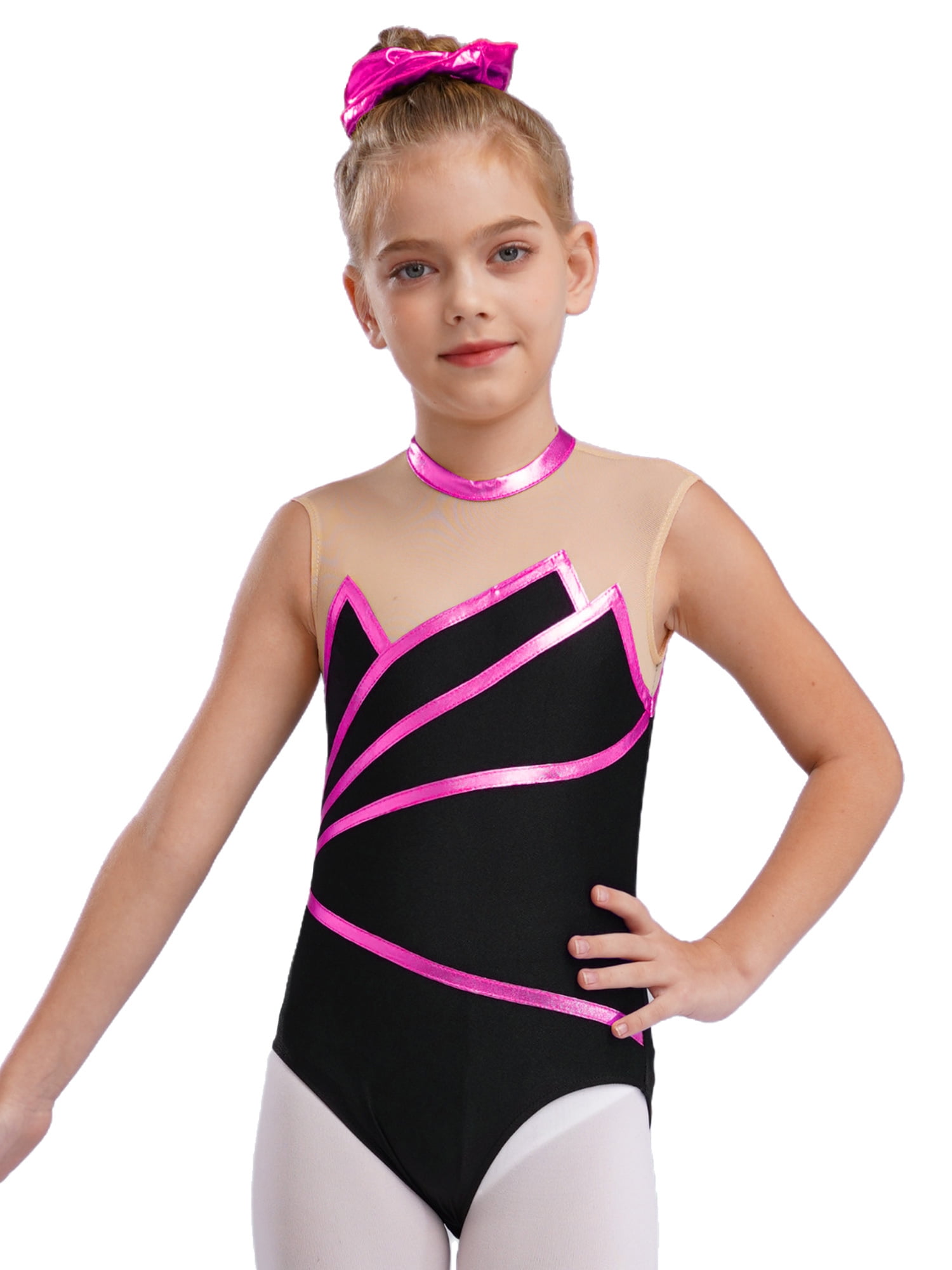 Aislor Girls Sleeveless Gymnastics Ballet Dance Leotard Sparkly Unitard ...