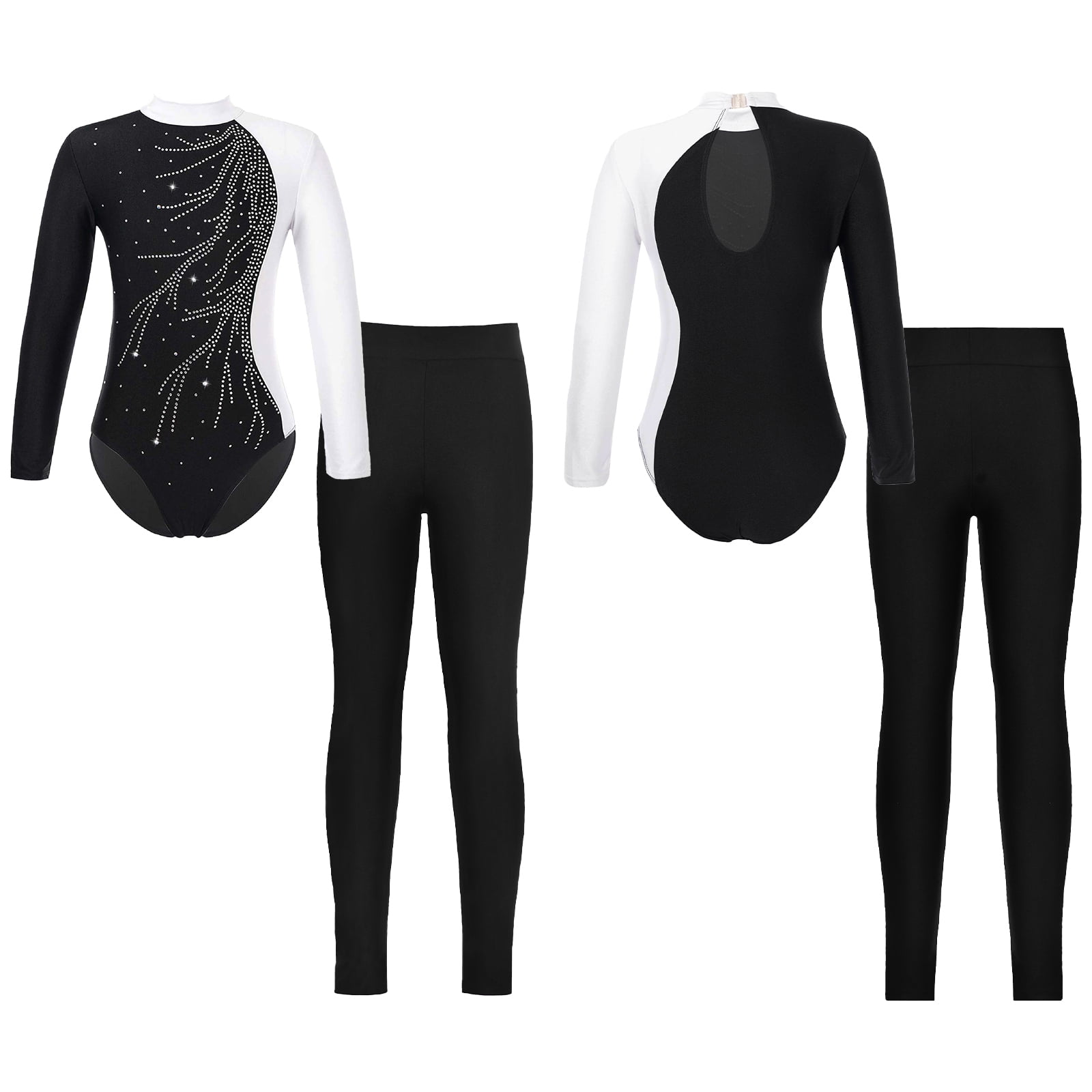 Aislor Girls Sparkly Long Sleeves Gymnastics Leotard Ballet Dance ...