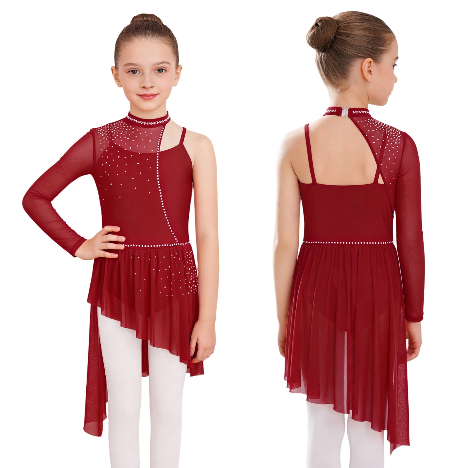 Aislor Girls Sparkly Lyrical Contemporary Figure Skating Dress ...