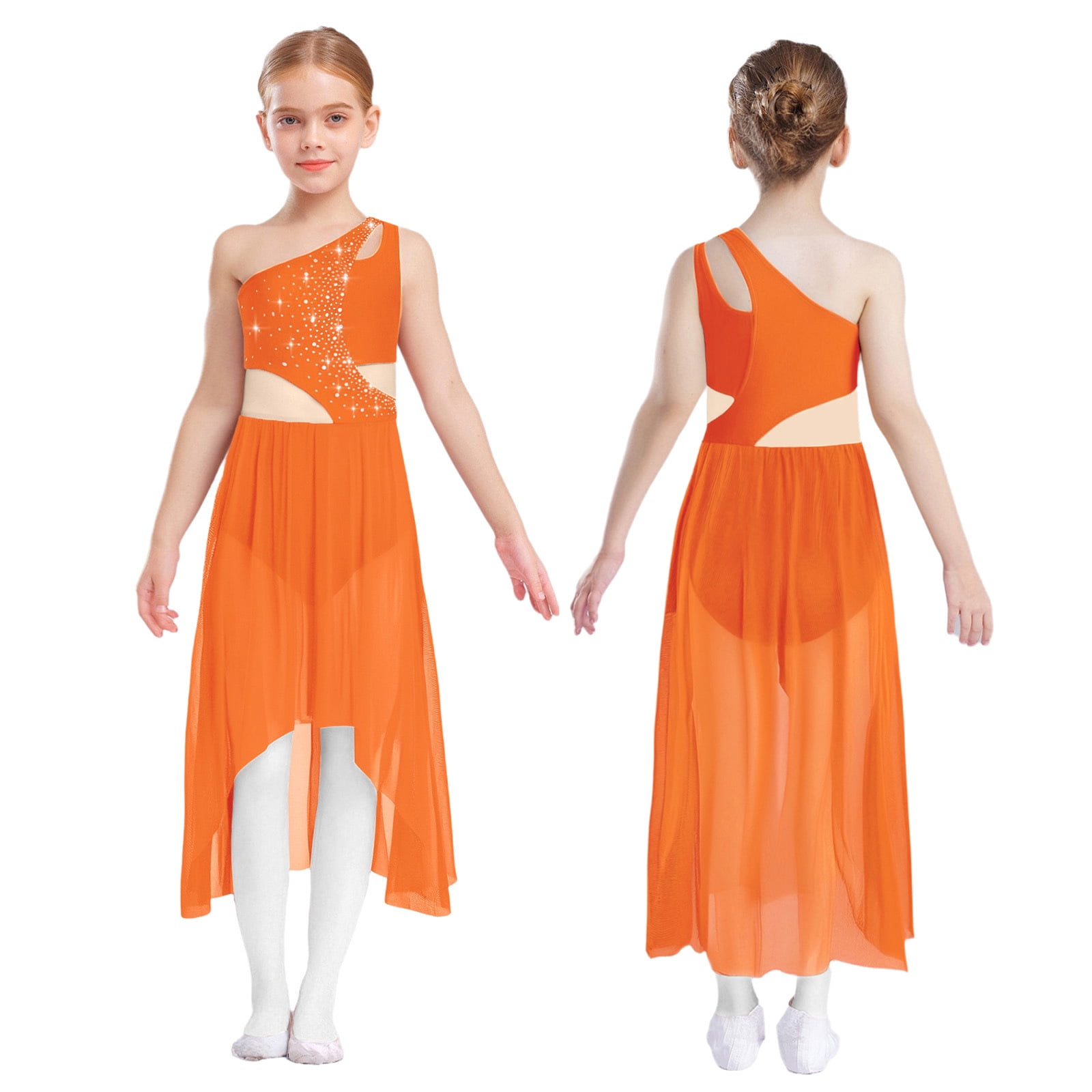 Aislor Girls Sparkly Rhinestone One Shoulder Contemporary Lyrical Dance ...