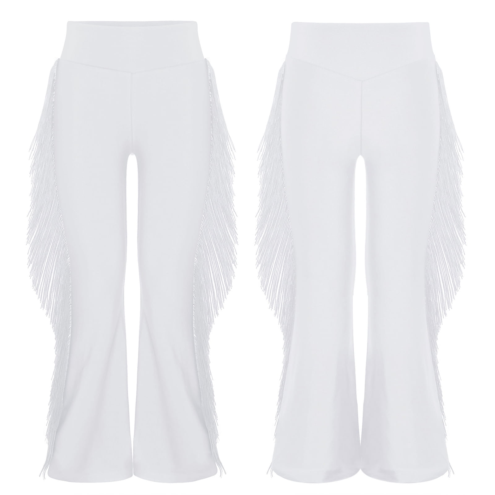 Aislor Girls Tassel Bell Bottom Trousers Latin Ballroom Salsa Tango Cha ...