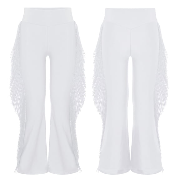 Aislor Girls Tassel Bell Bottom Trousers Latin Ballroom Salsa Tango Cha ...