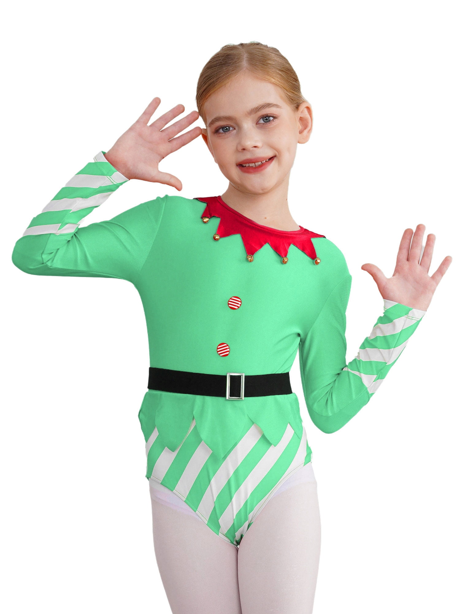 Aislor Gymnastics Leotards with Belt for Girls Christmas Striped Ballet ...