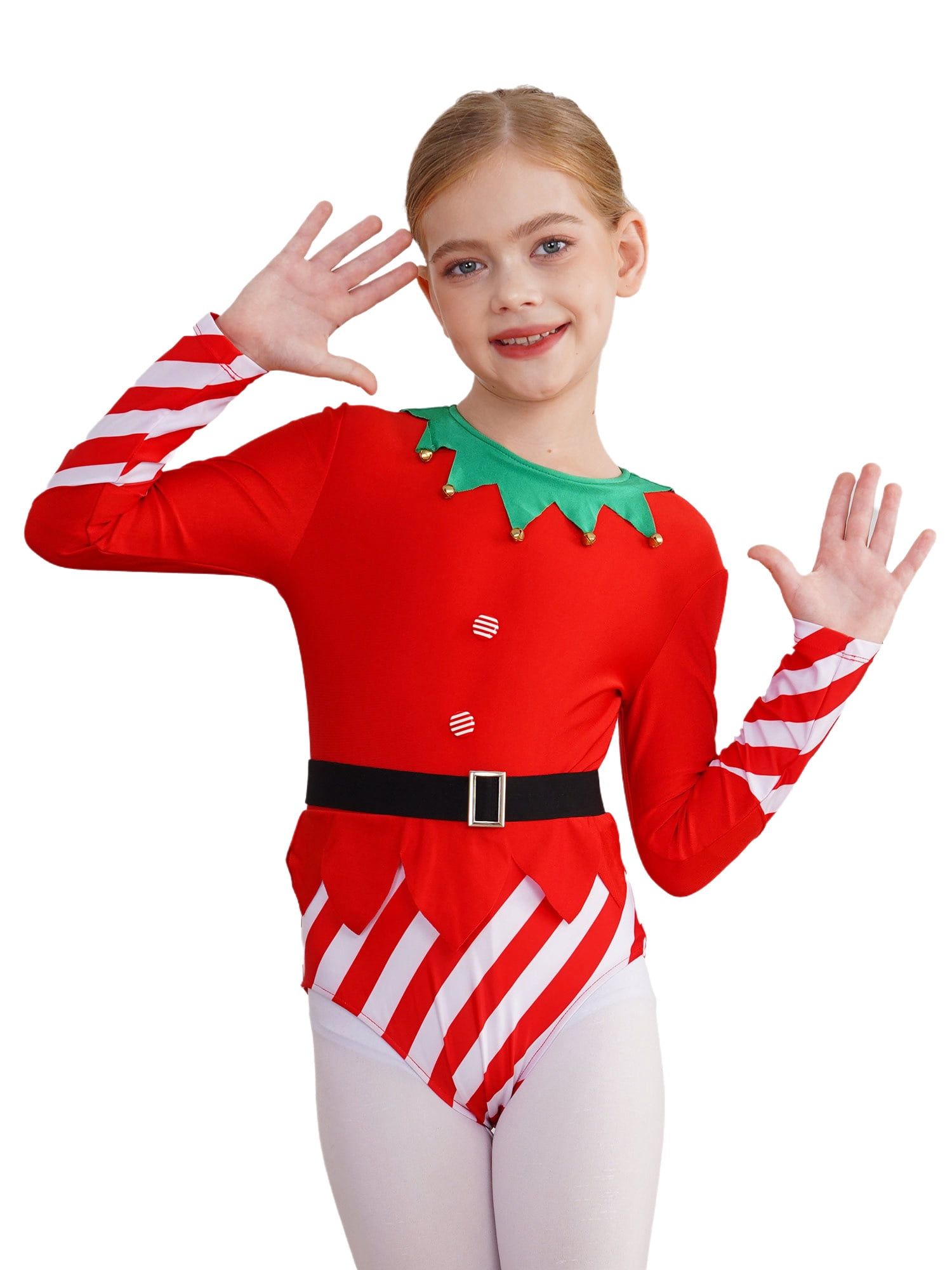 Aislor Gymnastics Leotards with Belt for Girls Christmas Striped Ballet ...