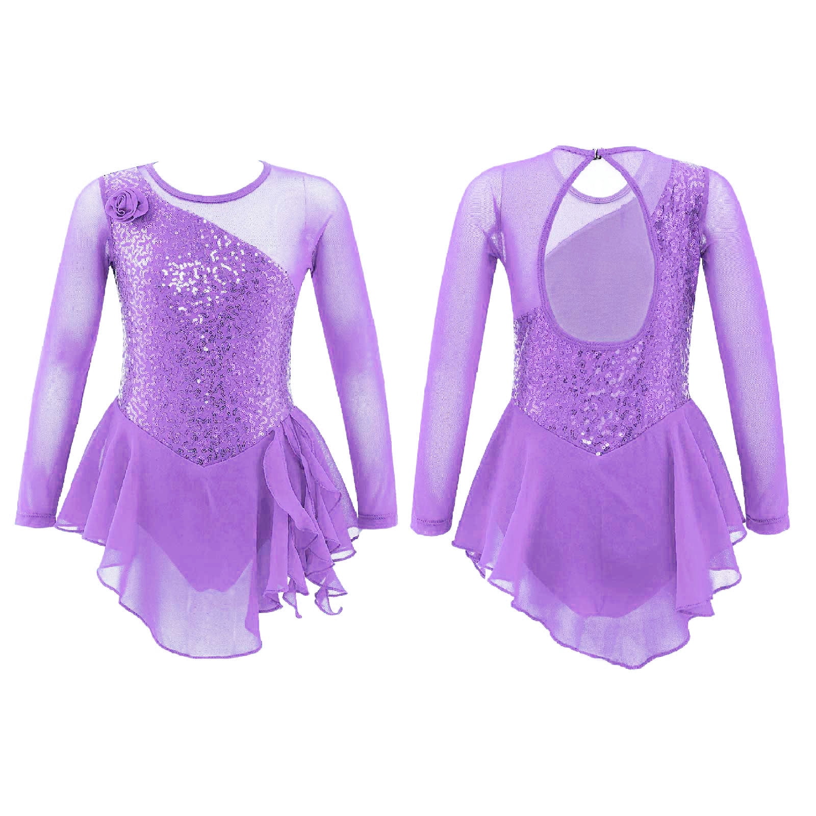 Aislor Kid Girls Mesh Long Sleeves Ballet Dance Leotard Gymnastic ...