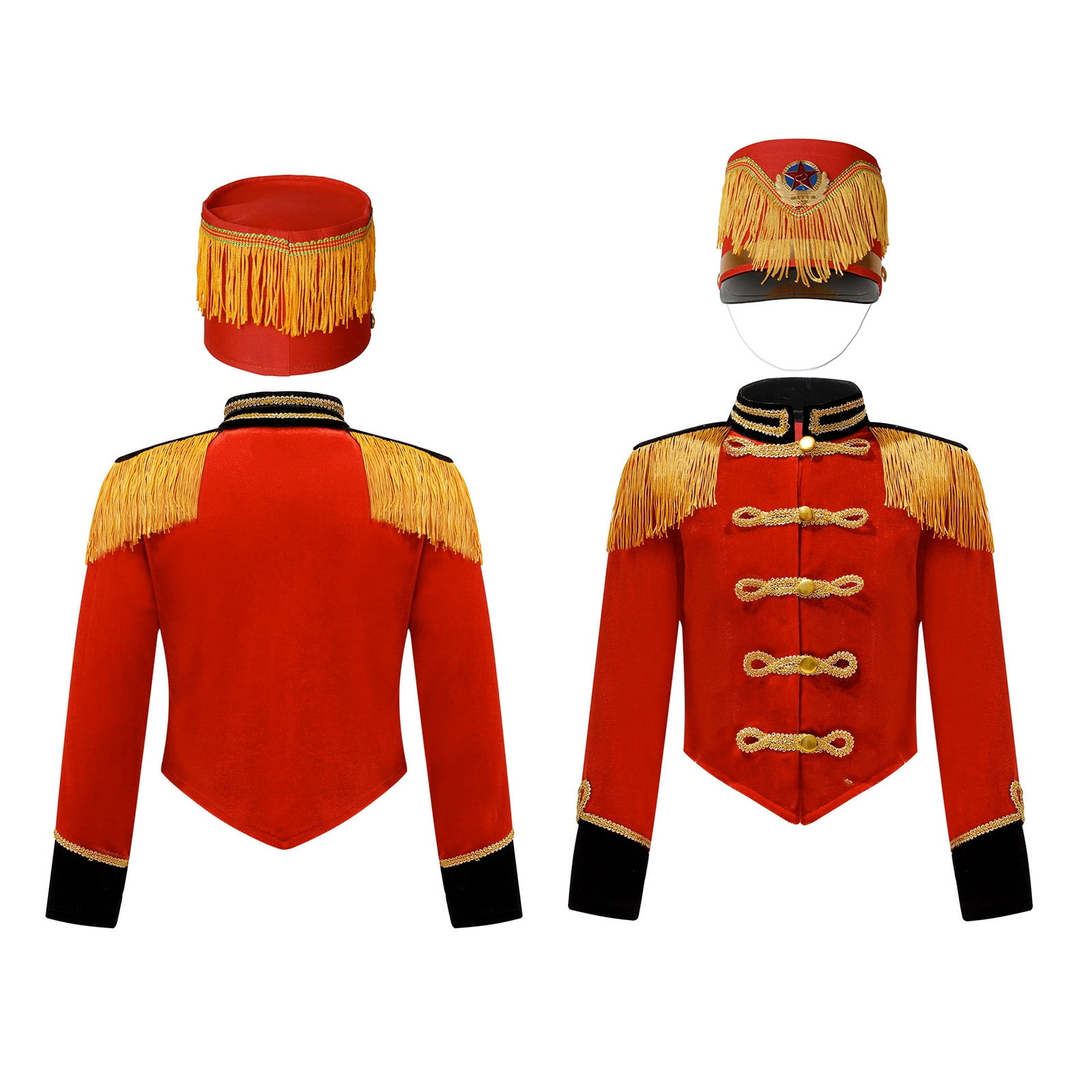 Aislor Kids Boys Girls Marching Band Drum Major Uniform Tassel Jacket ...