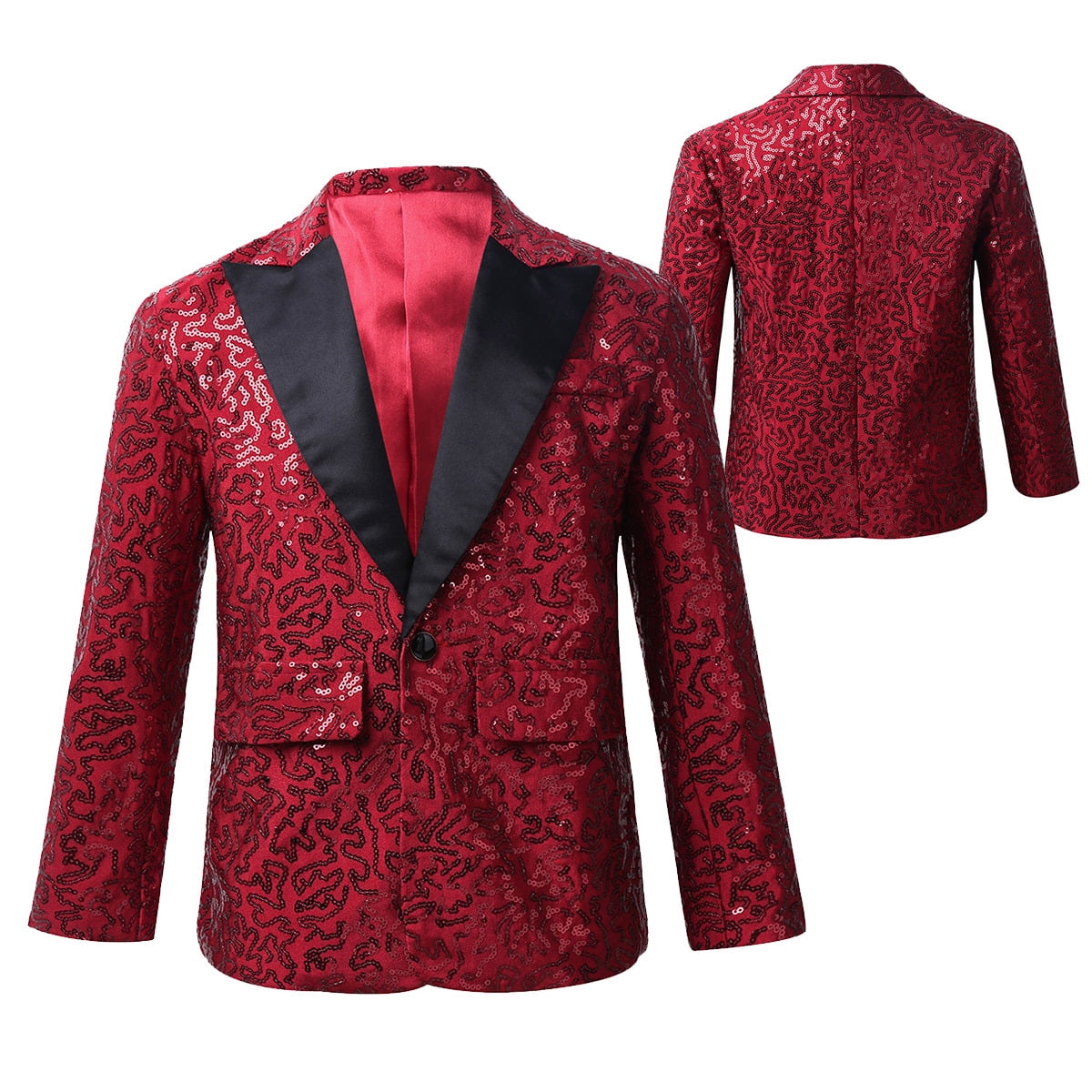 Aislor Kids Boys Shiny Sequins Suit Jacket Coat Blazer Formal Tuxedo ...