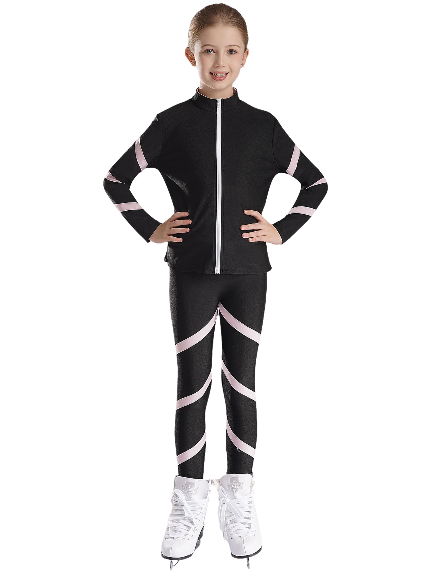 Aislor Kids Figure Ice Skating Outfits Figure Skating Spiral Pants ...